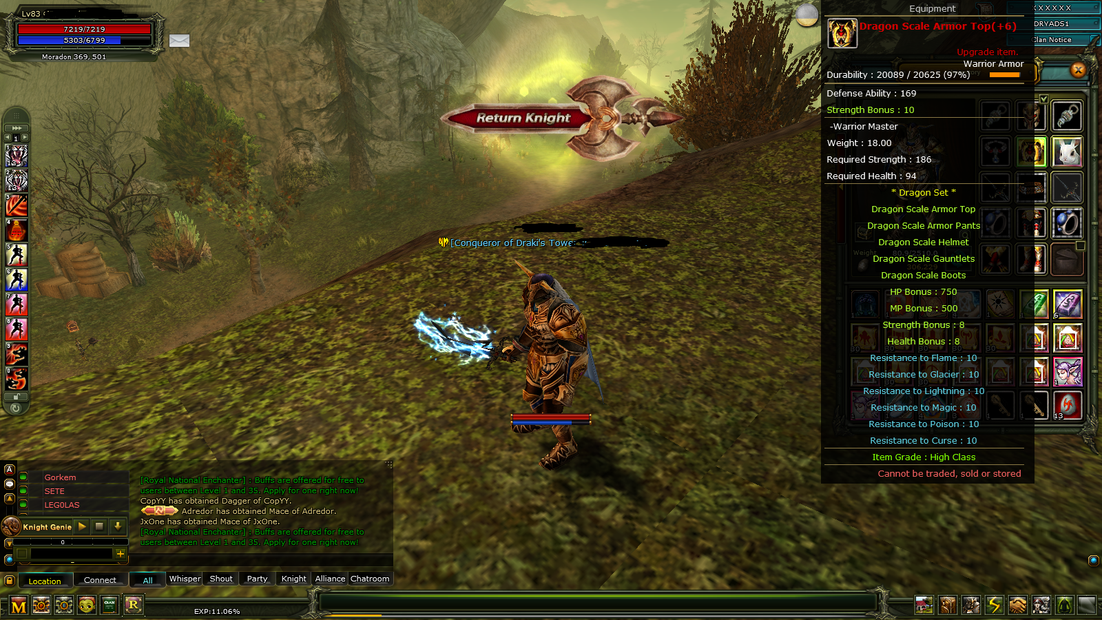 Knight Online Dryads 7 QUEST MS VE DRAGON 6 SETLİ KARUS WARRİOR SCLİ