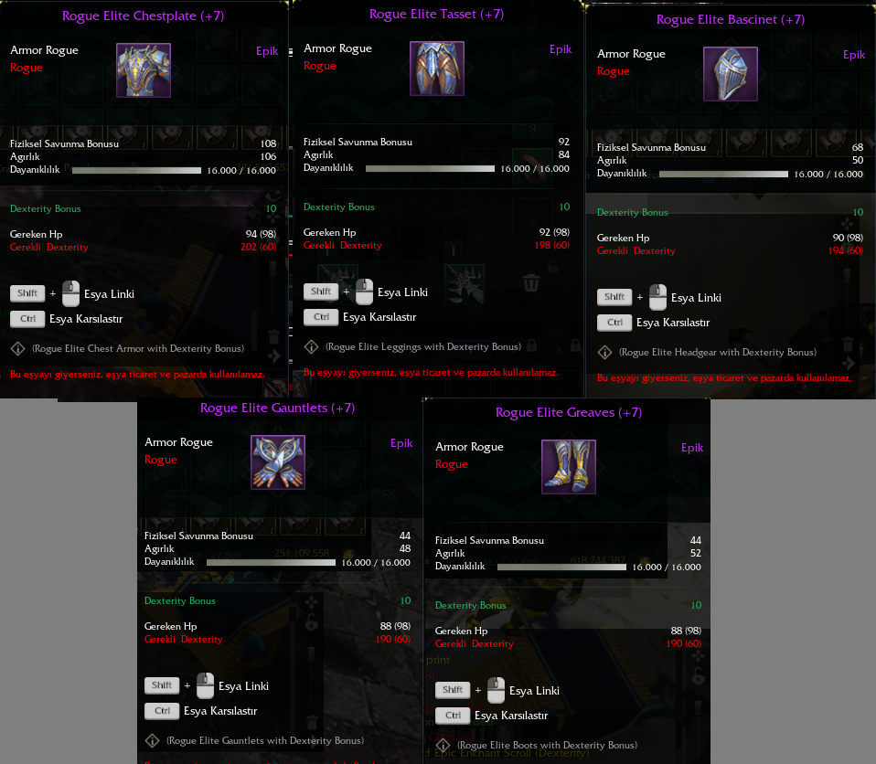 Rise Online Item Rise Online ROGUE ELİTE SET 7