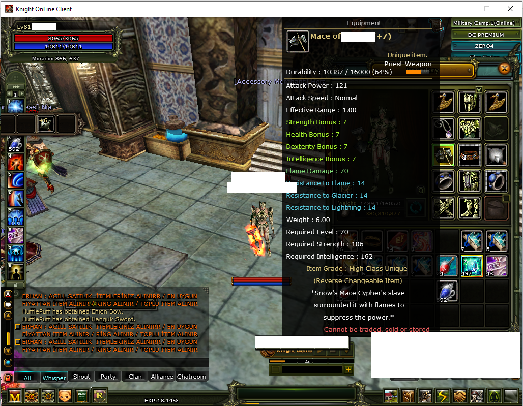 Knight Online Zero ZERO QUEST MACE 7 Lİ 81 LEVEL İNT PRİEST