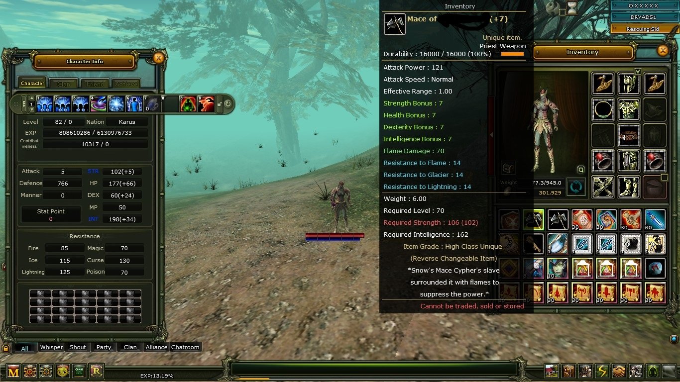 Knight Online Dryads 7 mace 7 kalkan 82 priest 6 quest staff 82 meyc