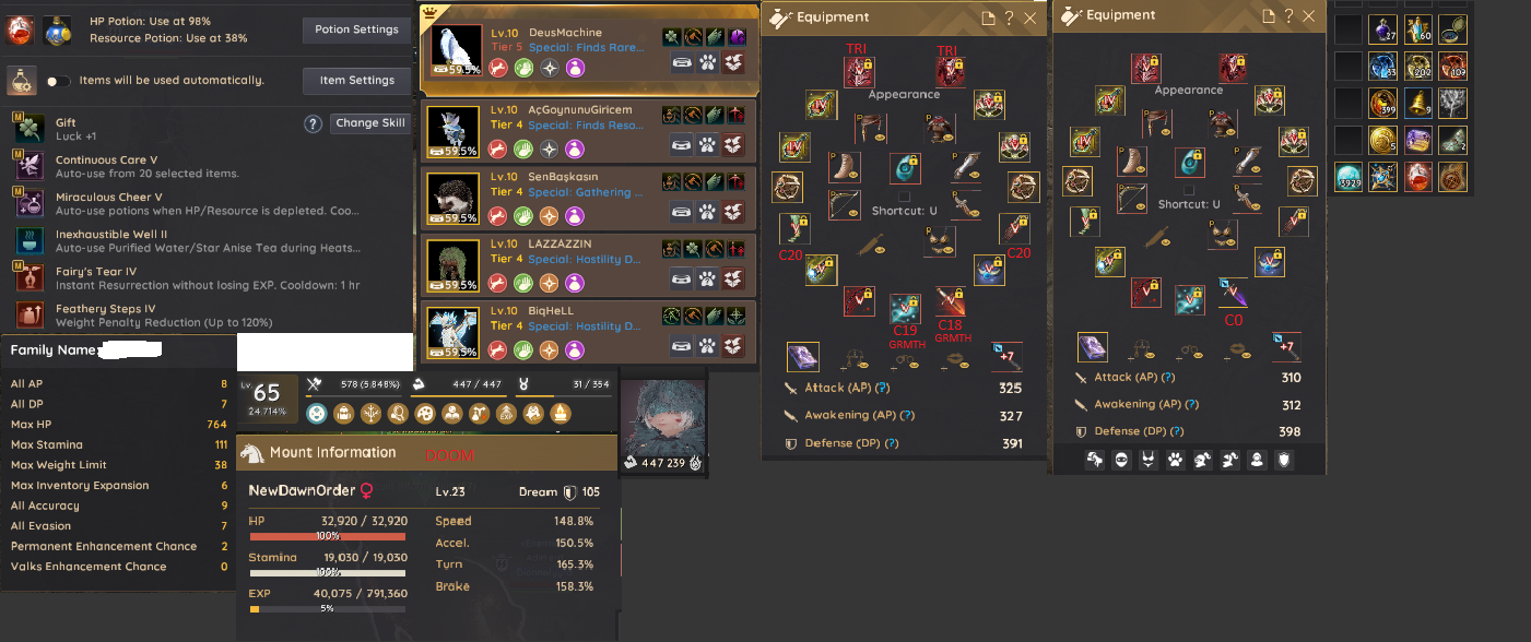 Black Desert Online Türkiye/MENA Bölgesi 717 GS END GAME 65 LEVEL HP