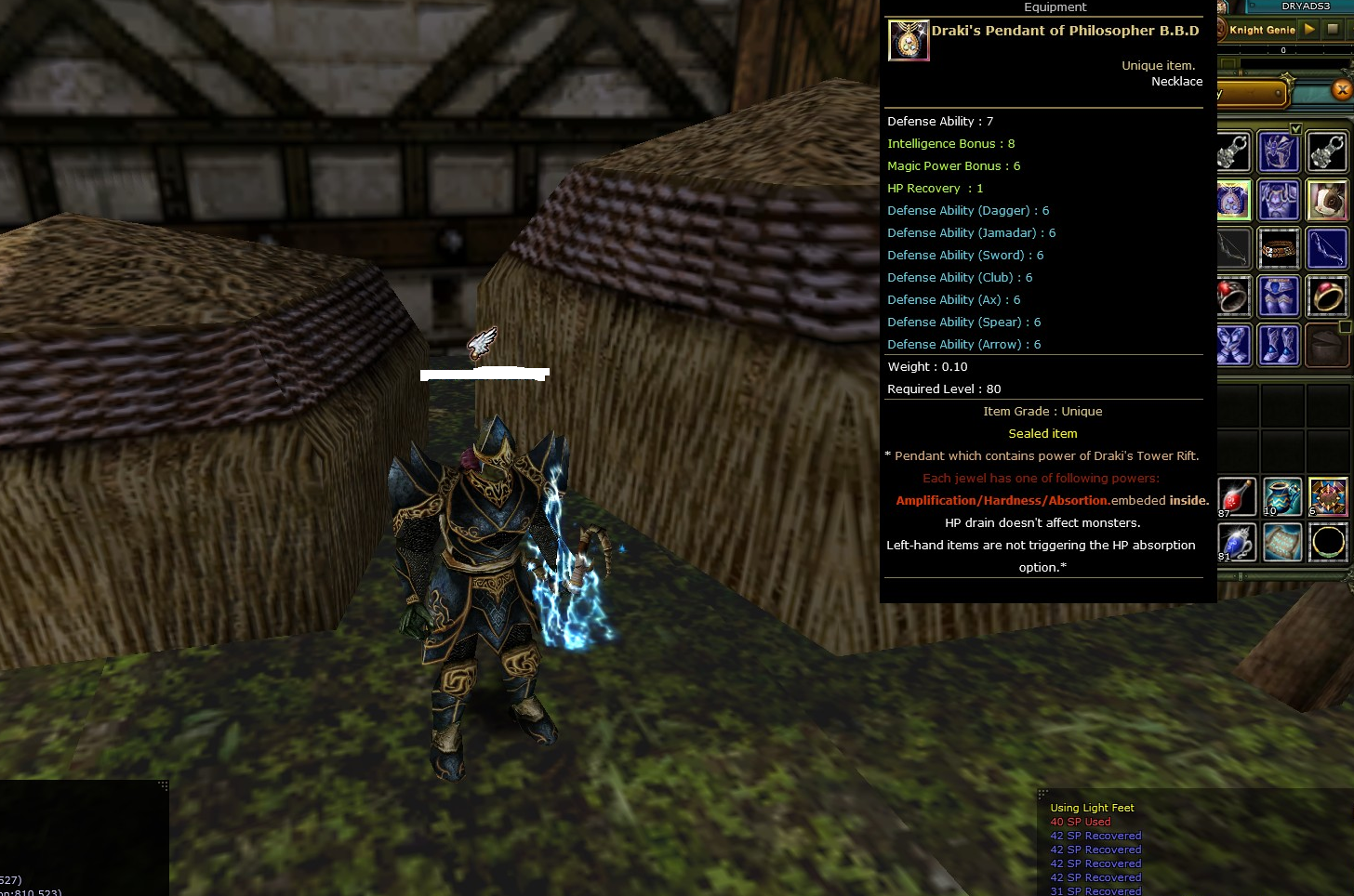 Knight Online Dryads 83/4 100 DEF DRAKİ PENDANT B.B.D FULL SKİLL