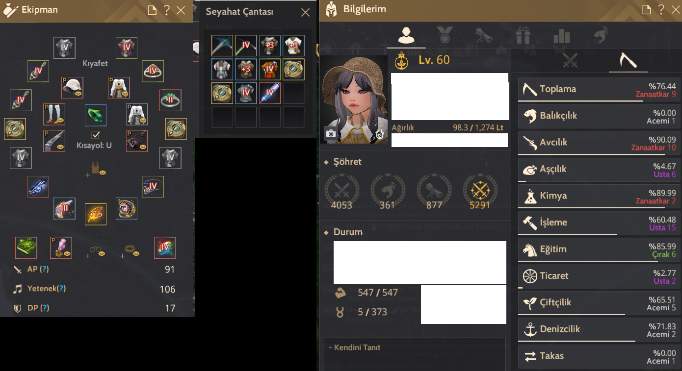Black Desert Online Türkiye/MENA Bölgesi 687gs Lv64 Maehwa Karak HP&M