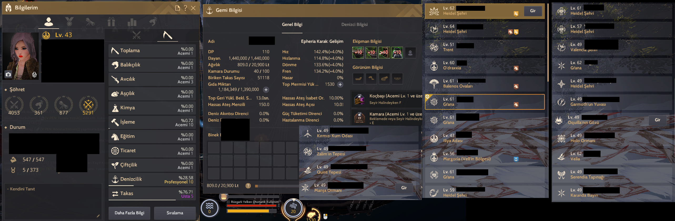 Black Desert Online Türkiye/MENA Bölgesi 687gs Lv64 Maehwa Karak HP&M