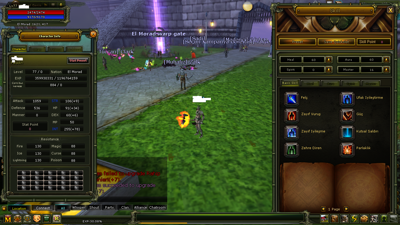 Knight Online Zero 80 lewl farmer mage yan carı 77 lewl int priest