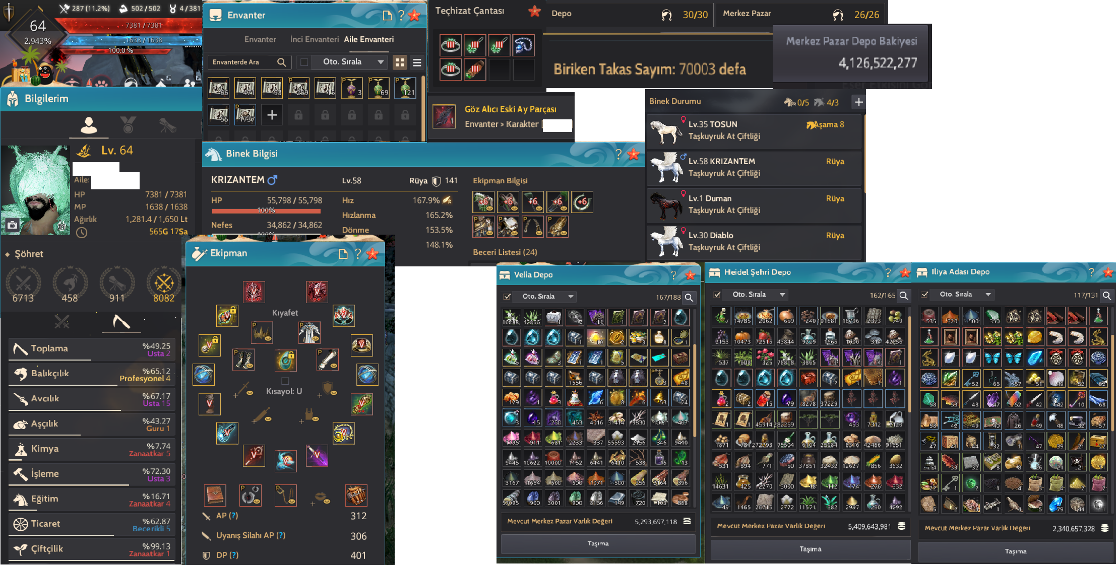 Black Desert Online Türkiye/MENA Bölgesi 710 GEAR/64 LEVEL WİZARD/MEN