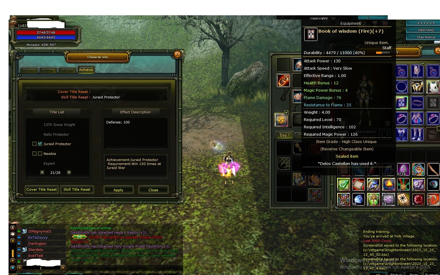 Knight Online Destan Destan 83 Full Takı Set Book 7 li Arch Mage 10