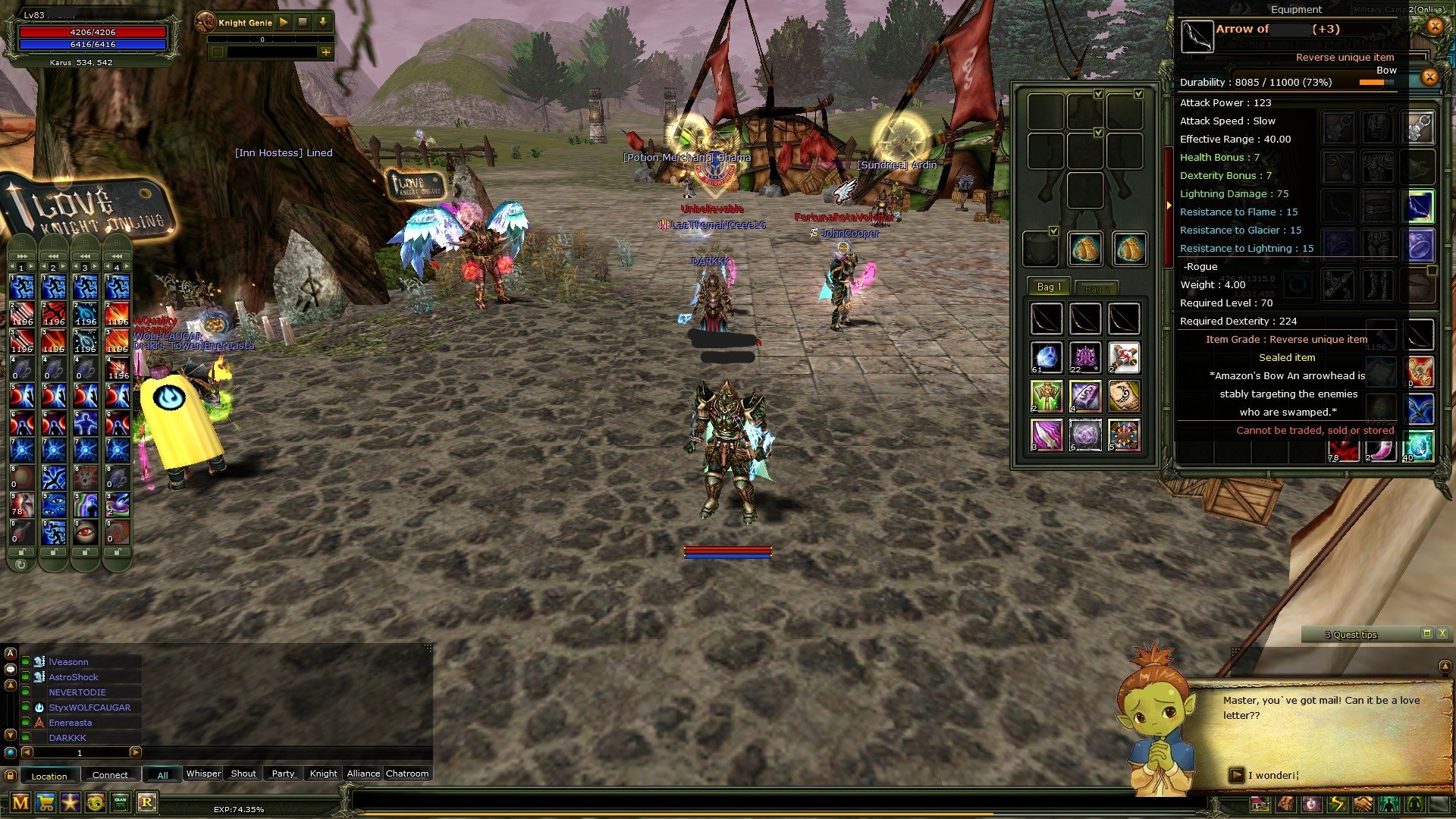 Knight Online Pandora 3 Reb Quest Bow 83 lvl Rogue Karus