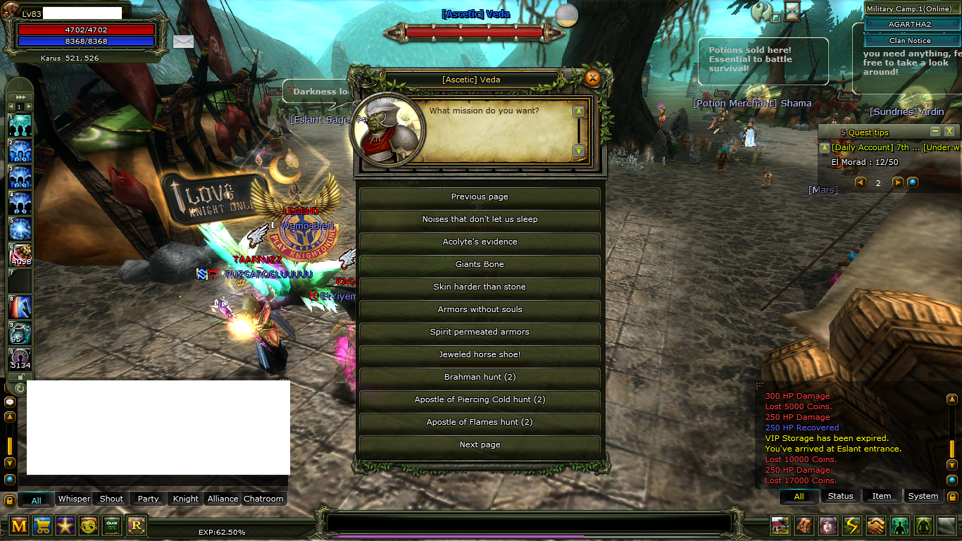Knight Online Agartha 83/2 Def100/ 7 quest kalanlı /988 k np li /full