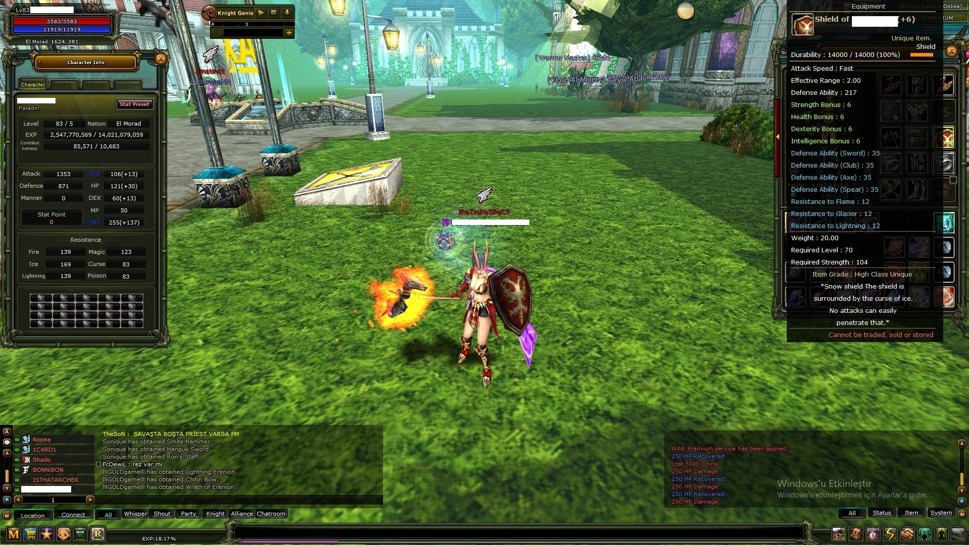 Knight Online Zero 83 REB 5 HUMAN PRİEST 7 QUEST MACE 6 QUEST KALKAN