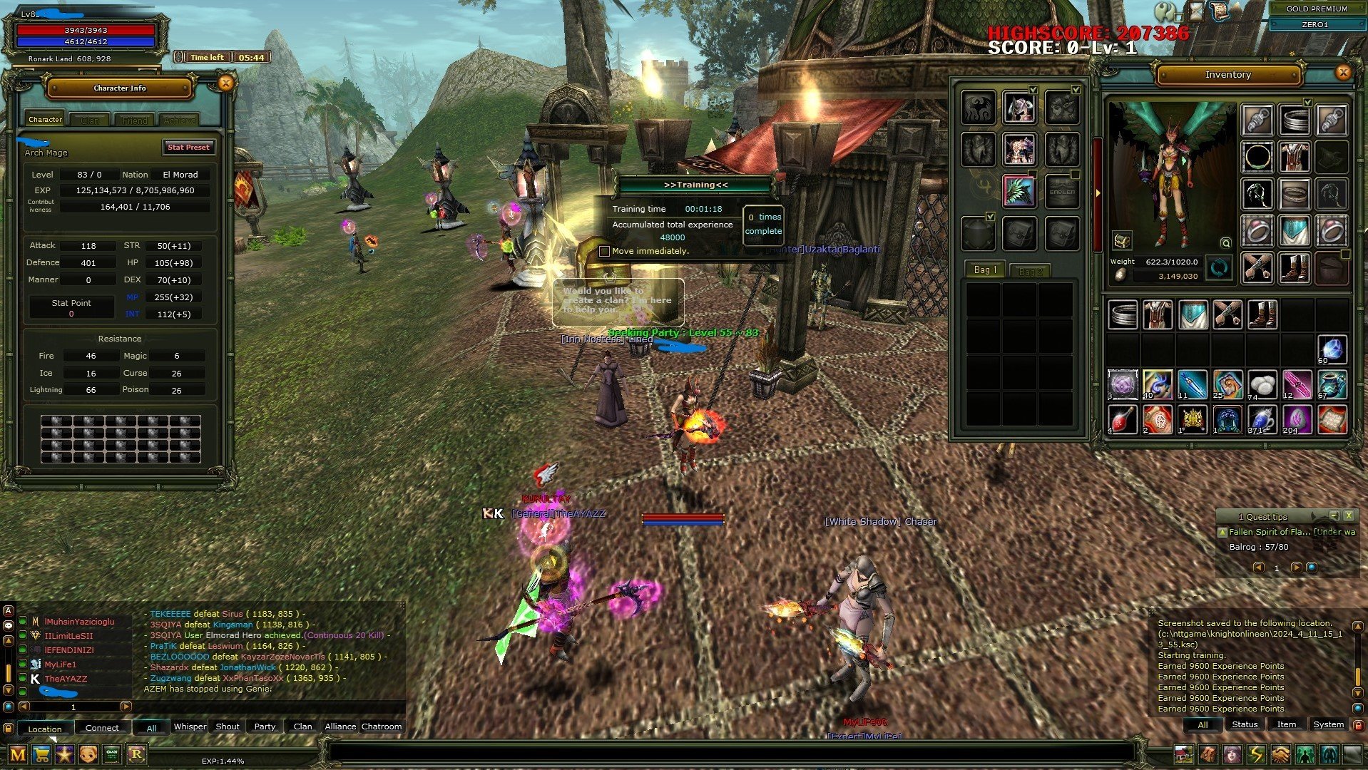 Knight Online Zero 83 LVL HUMAN MAGE 190K NPLI HAZIR PKLIK