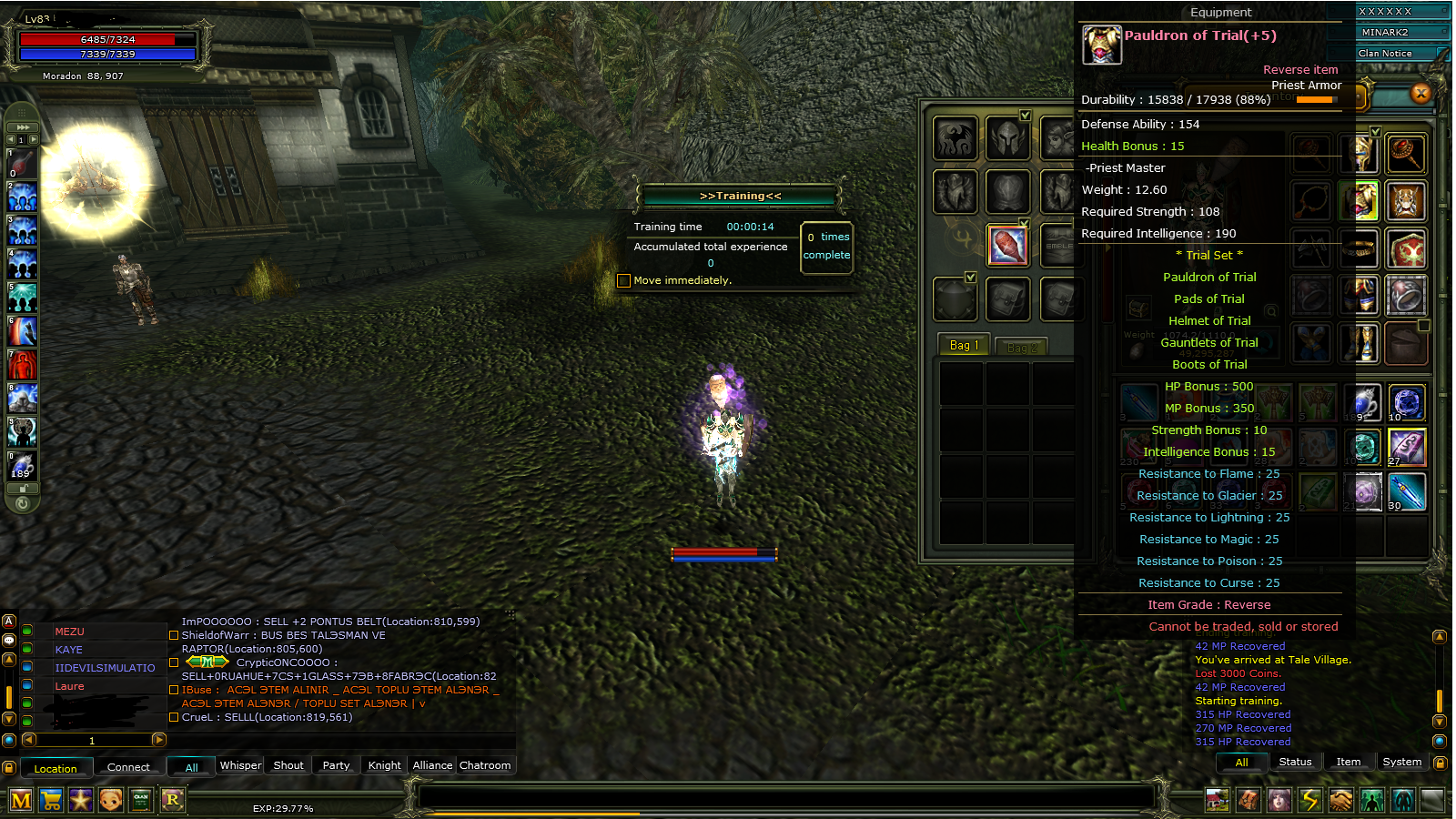 Knight Online Minark 83 pri full gorev itemli pk hazır al kulan