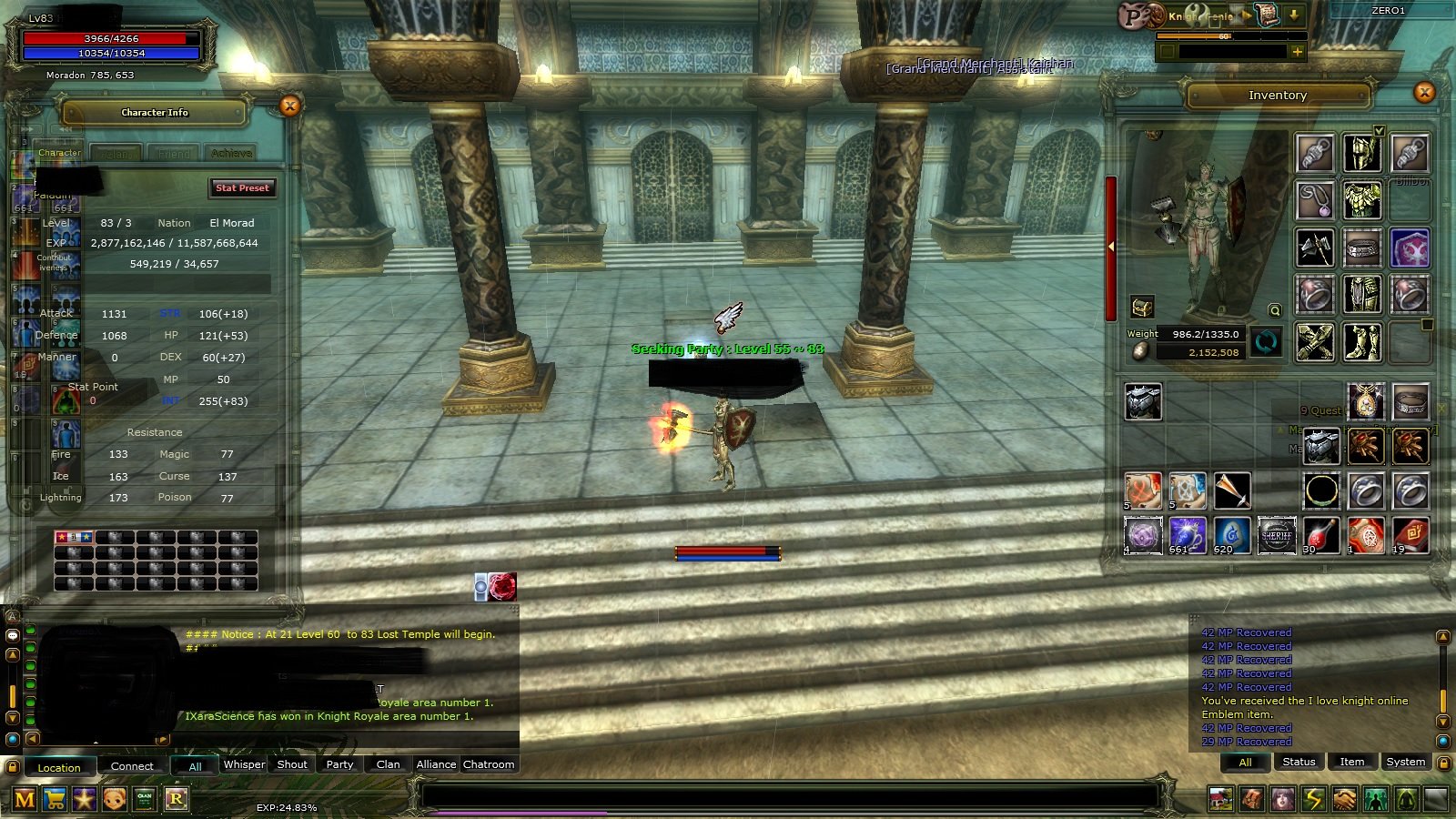 Knight Online Zero 83/3 % 50def CcC Priest Quest Kalkan reb 1