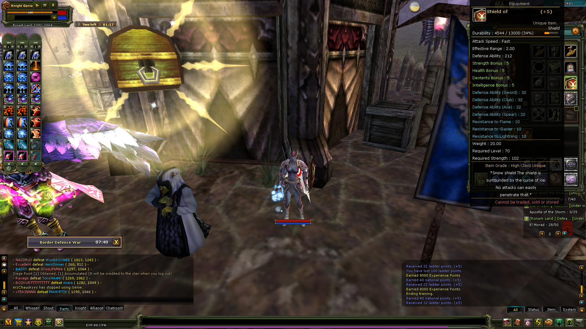 Knight Online Pandora 83/2 % 90 priest quest 6 ms ve 5 kalkanı vardır