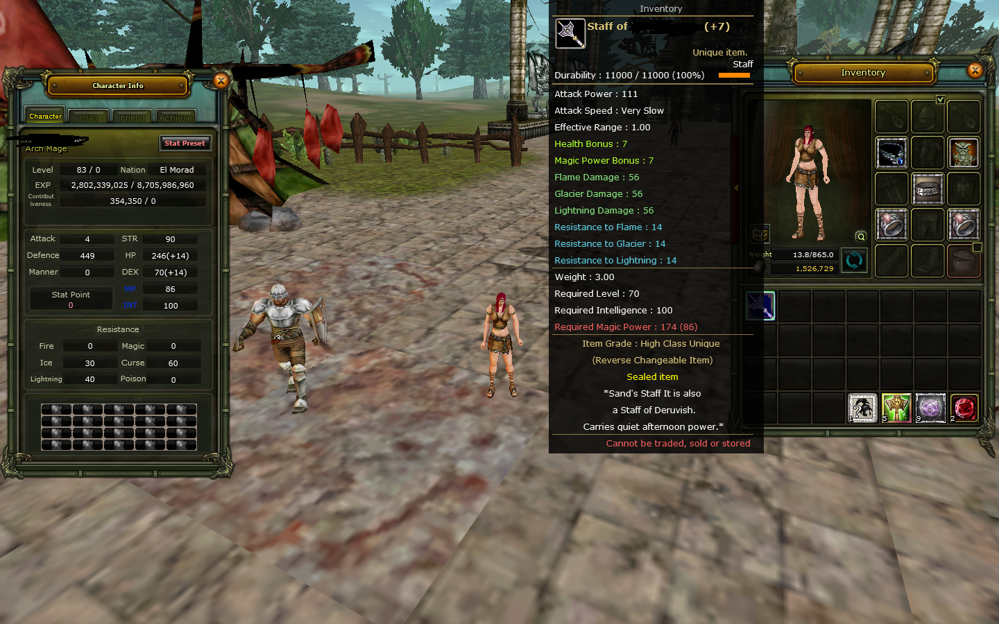 Knight Online Zero 83 lvl Human Mage quest staf 7li 354k npli