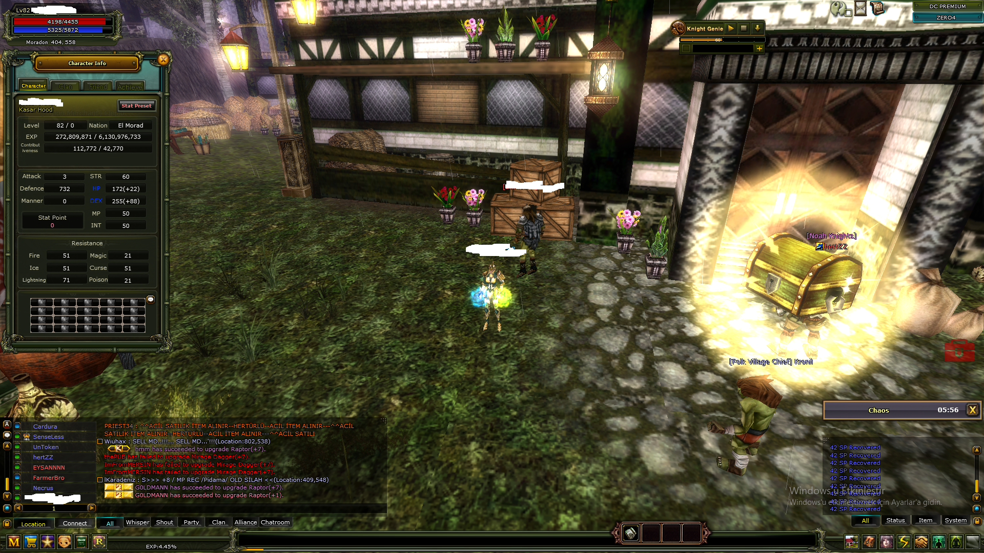 Knight Online Zero 82 Level Human okçu full skil puslu