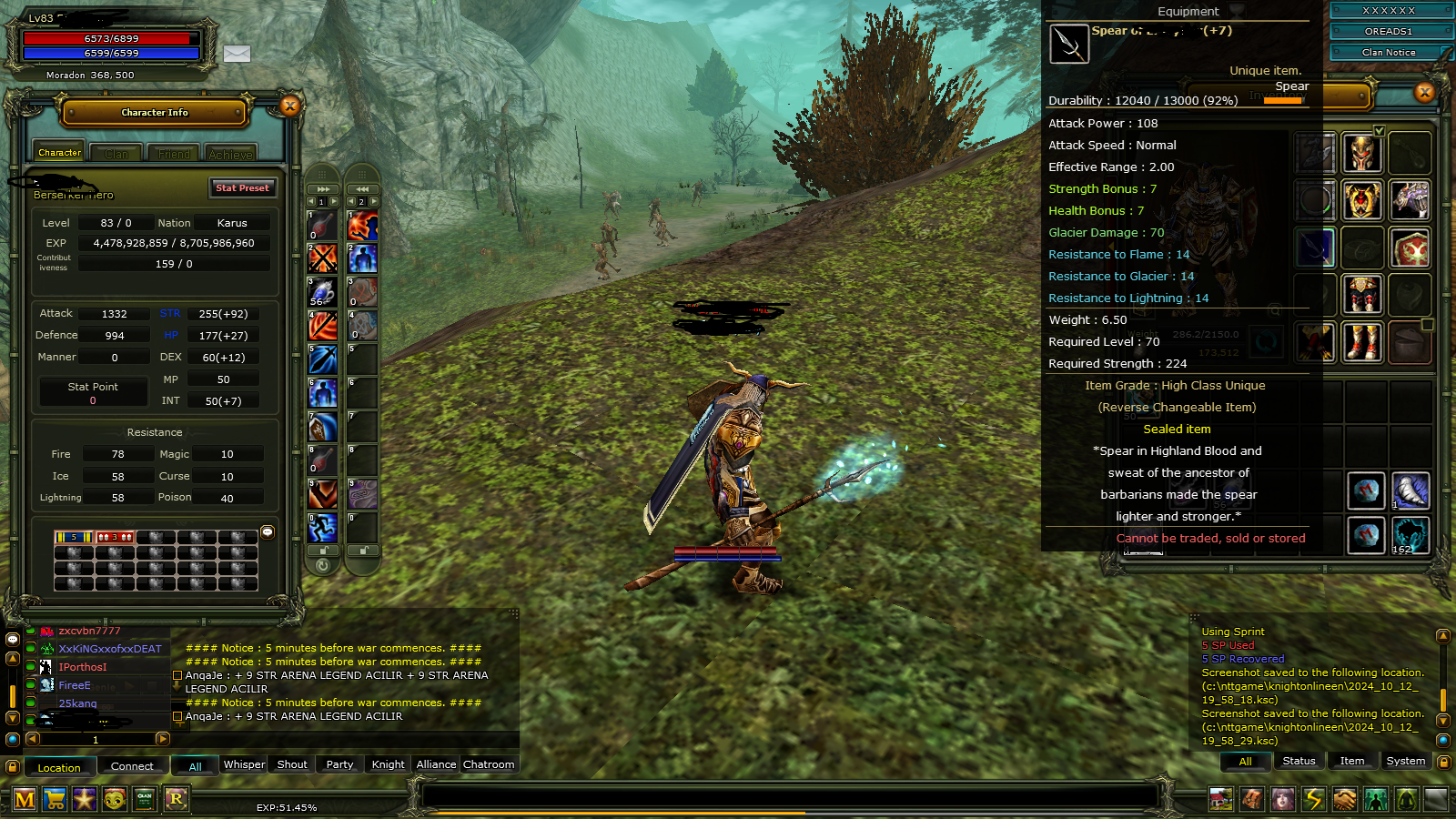 Knight Online Oreads 8 MİTHRİLLİ ROGUE YAN CHAR DRAGON SETLİ WARRİOR Y