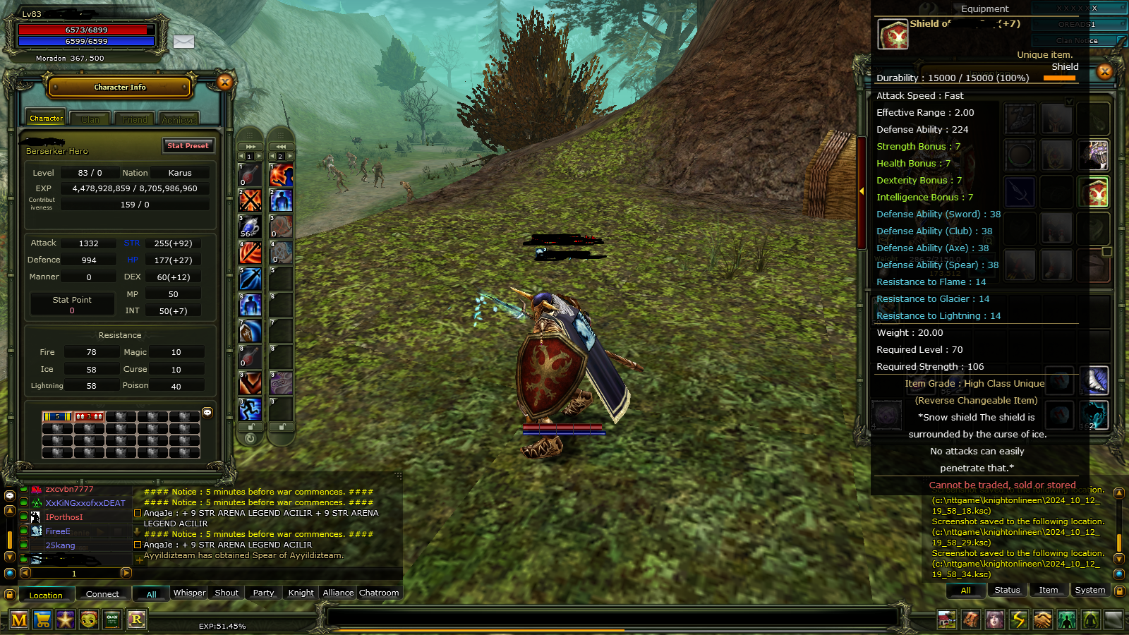 Knight Online Oreads 8 MİTHRİLLİ ROGUE YAN CHAR DRAGON SETLİ WARRİOR Y