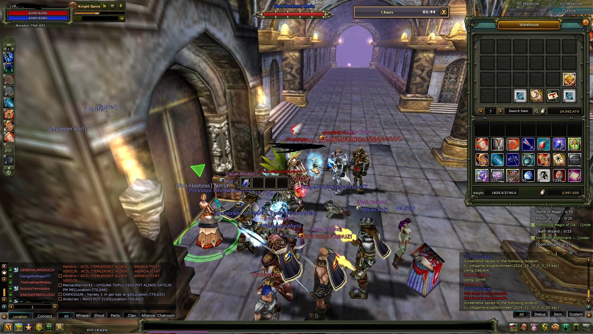 Knight Online Zero Zero reb 8 warrior Reb 3 quest Ms