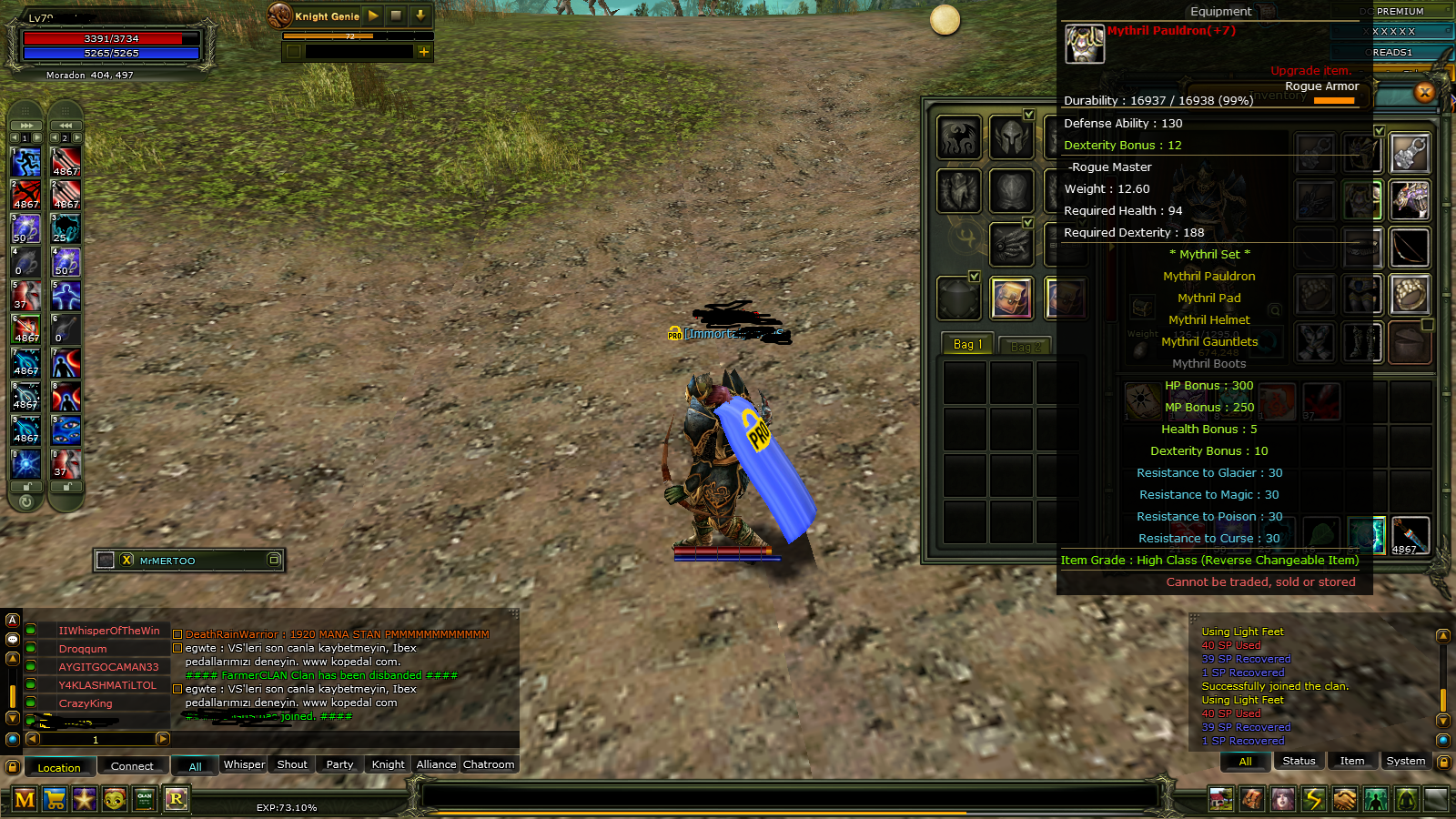 Knight Online Oreads İNT TRİAL SET PRİEST DRAGON SET WARRİOR YAN CHAR