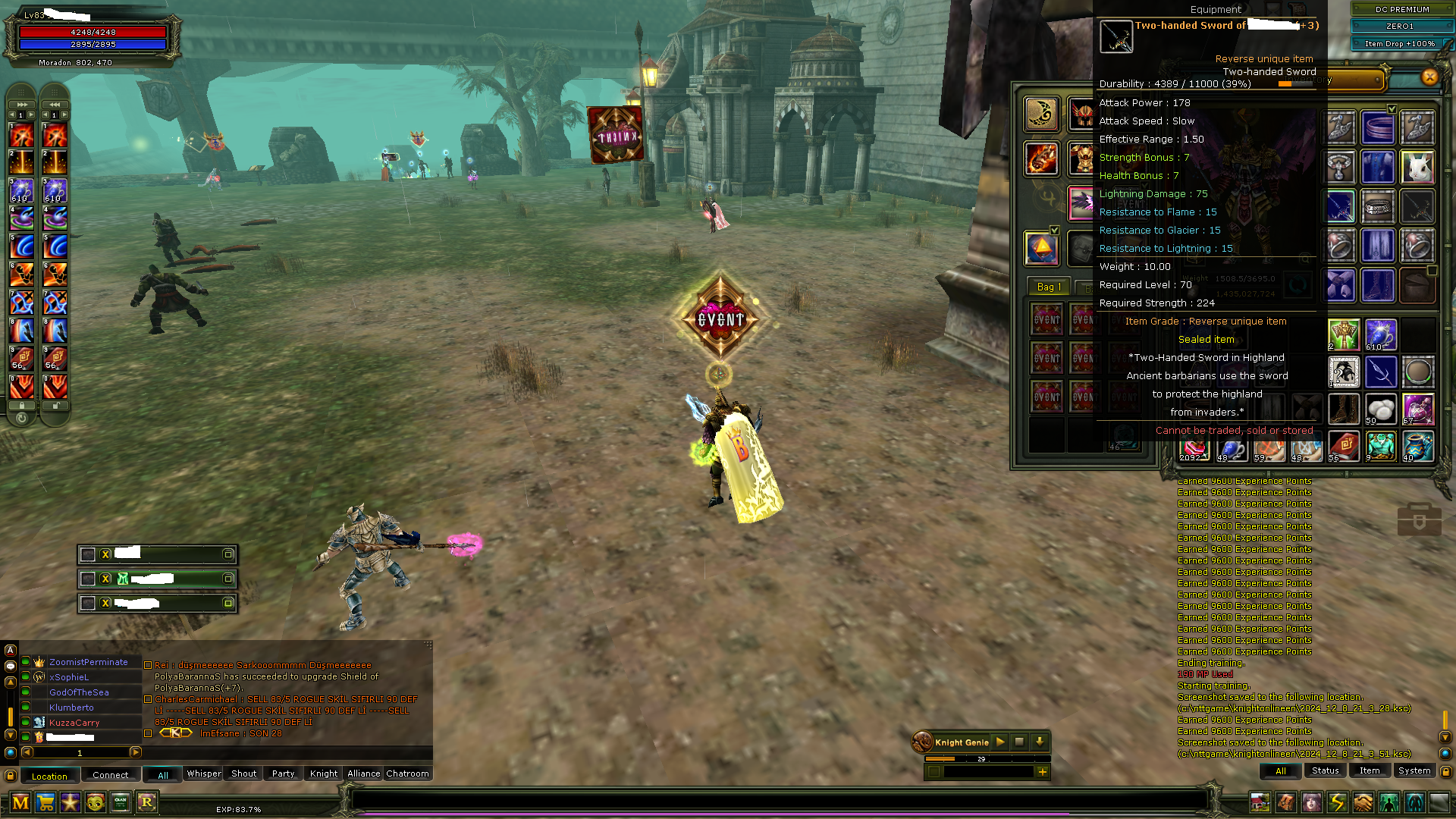 Knight Online Zero BUNDAN İYİSİ YOK....83/10 3.5 MİLYON NPLİ REB 3 QUE