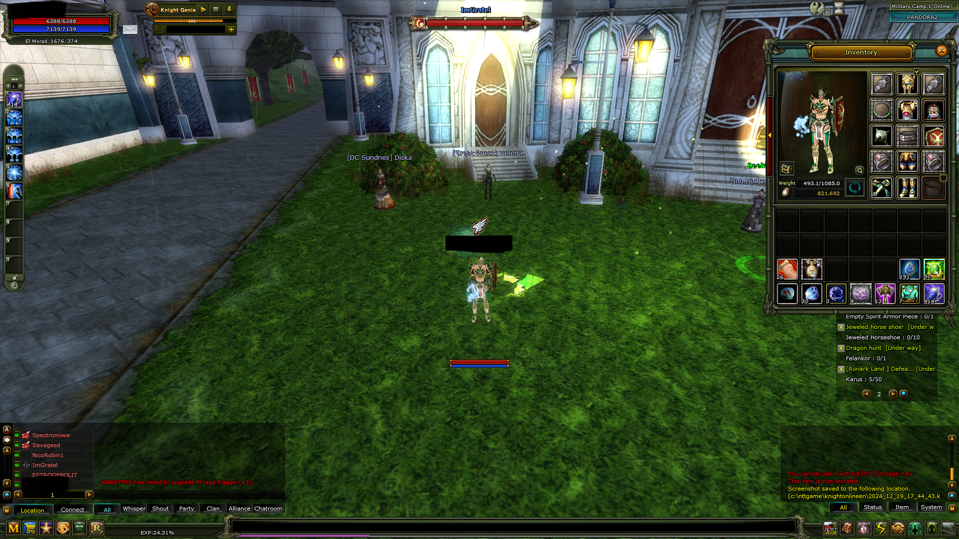 Knight Online Pandora 83/2 Level 7 Quest kalkanlı Priest