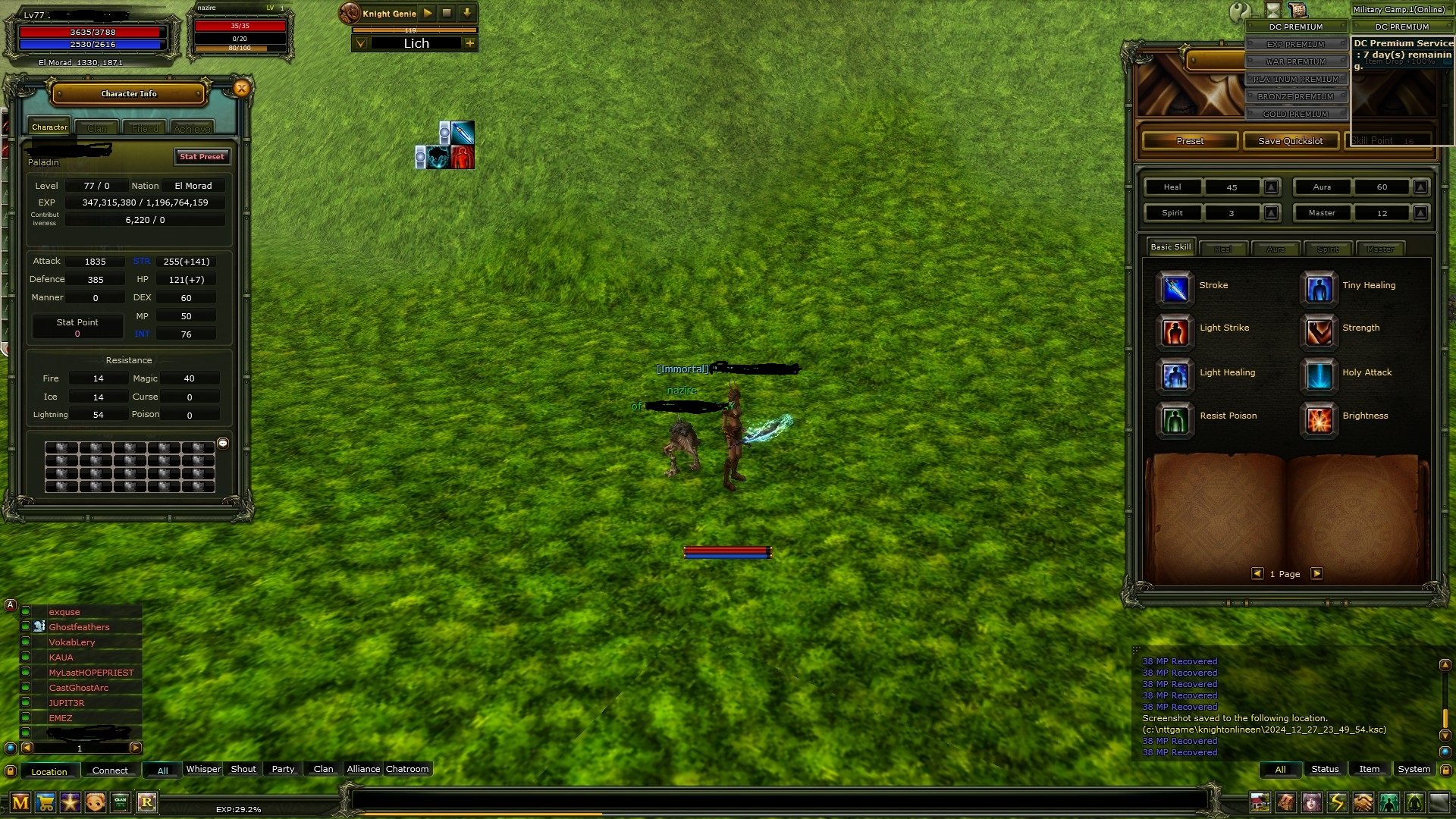 Knight Online Zero 77 LVL 7 QUEST SWORD BP PRIEST 8 STR SET OLD TAKI