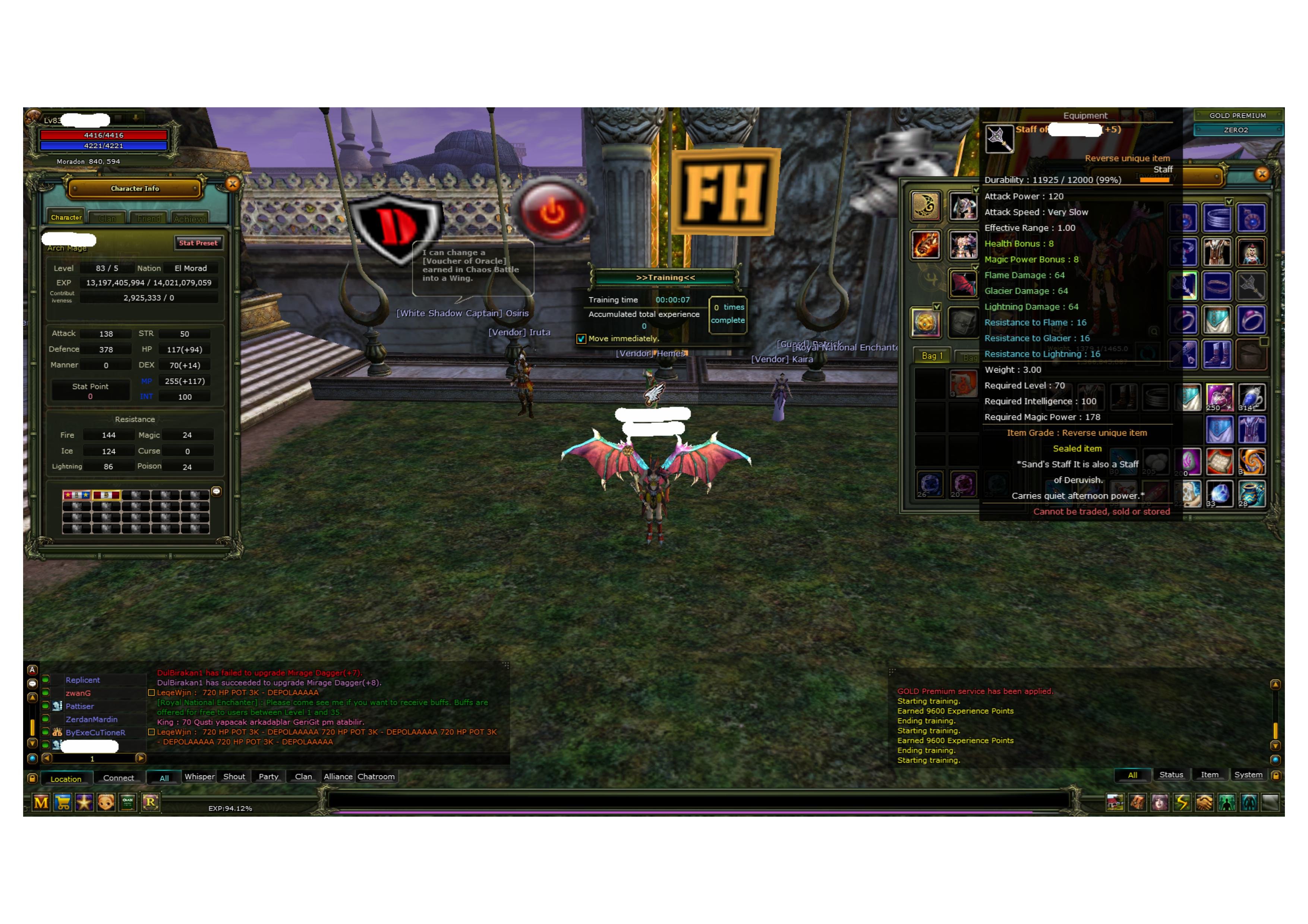 Knight Online Zero 83/5 8 QUEST STAFF HUMAN MAGE 3M NP