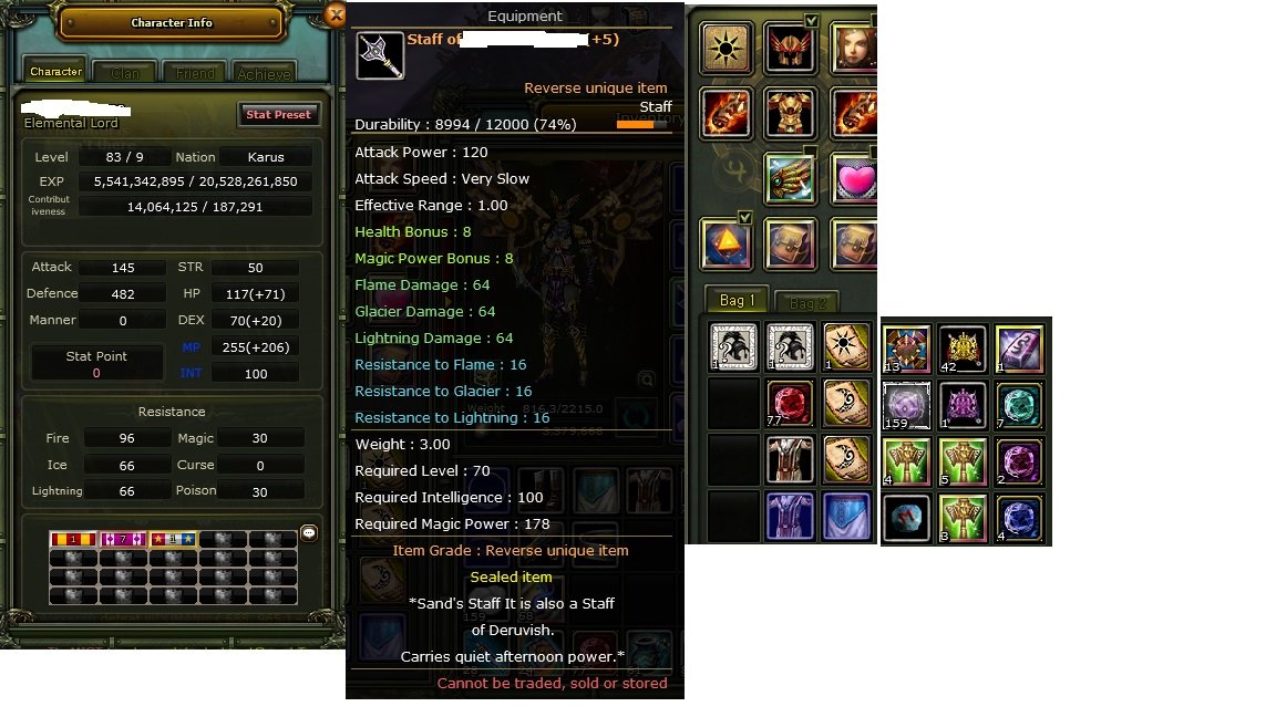 Knight Online Zero 83/9 % 30 8 Quest Staff 14.1m NP -100 Def -10MP- A