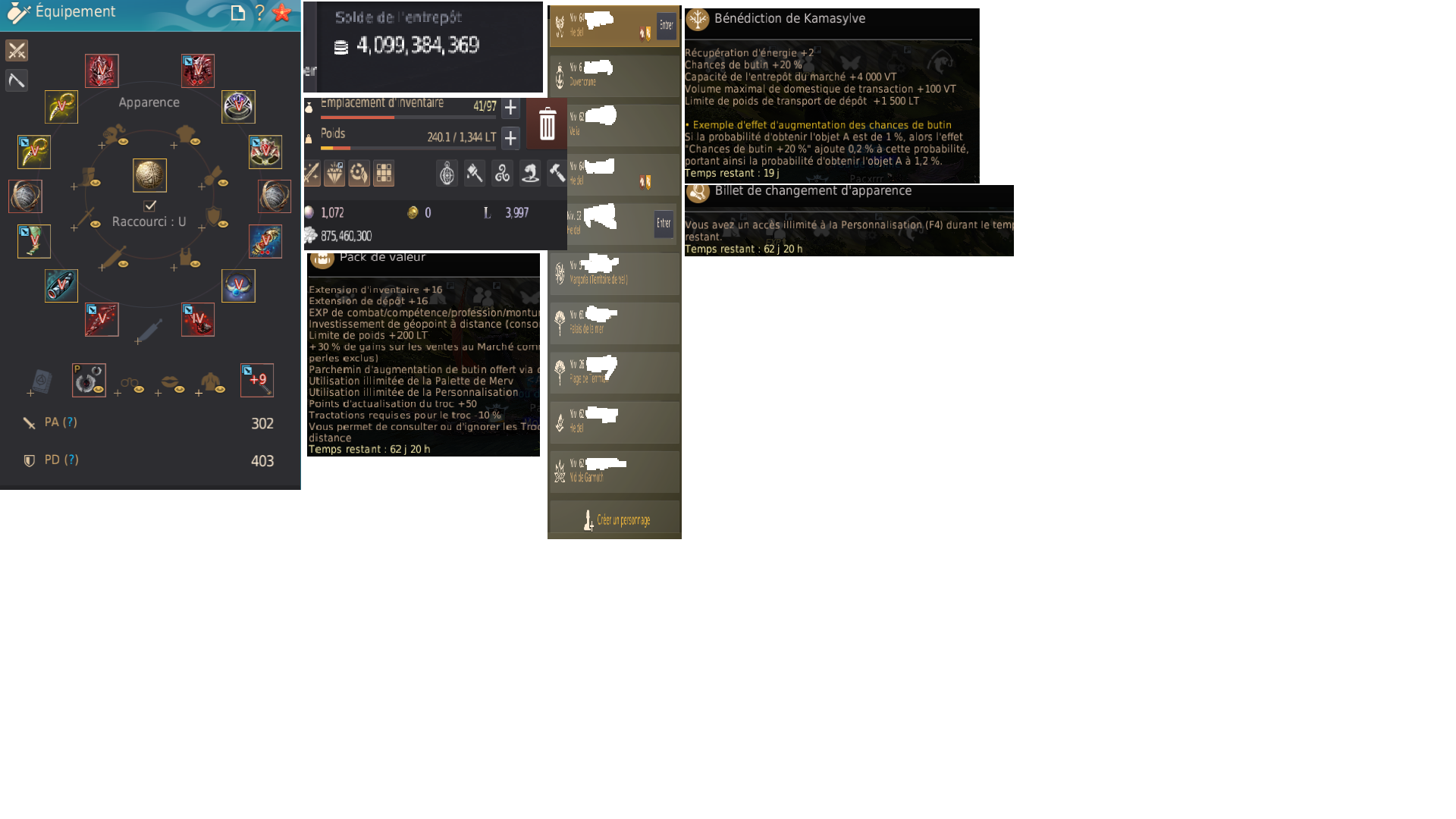 Black Desert Online EU Bölgesi 302-402 full Eu P2W HESAP