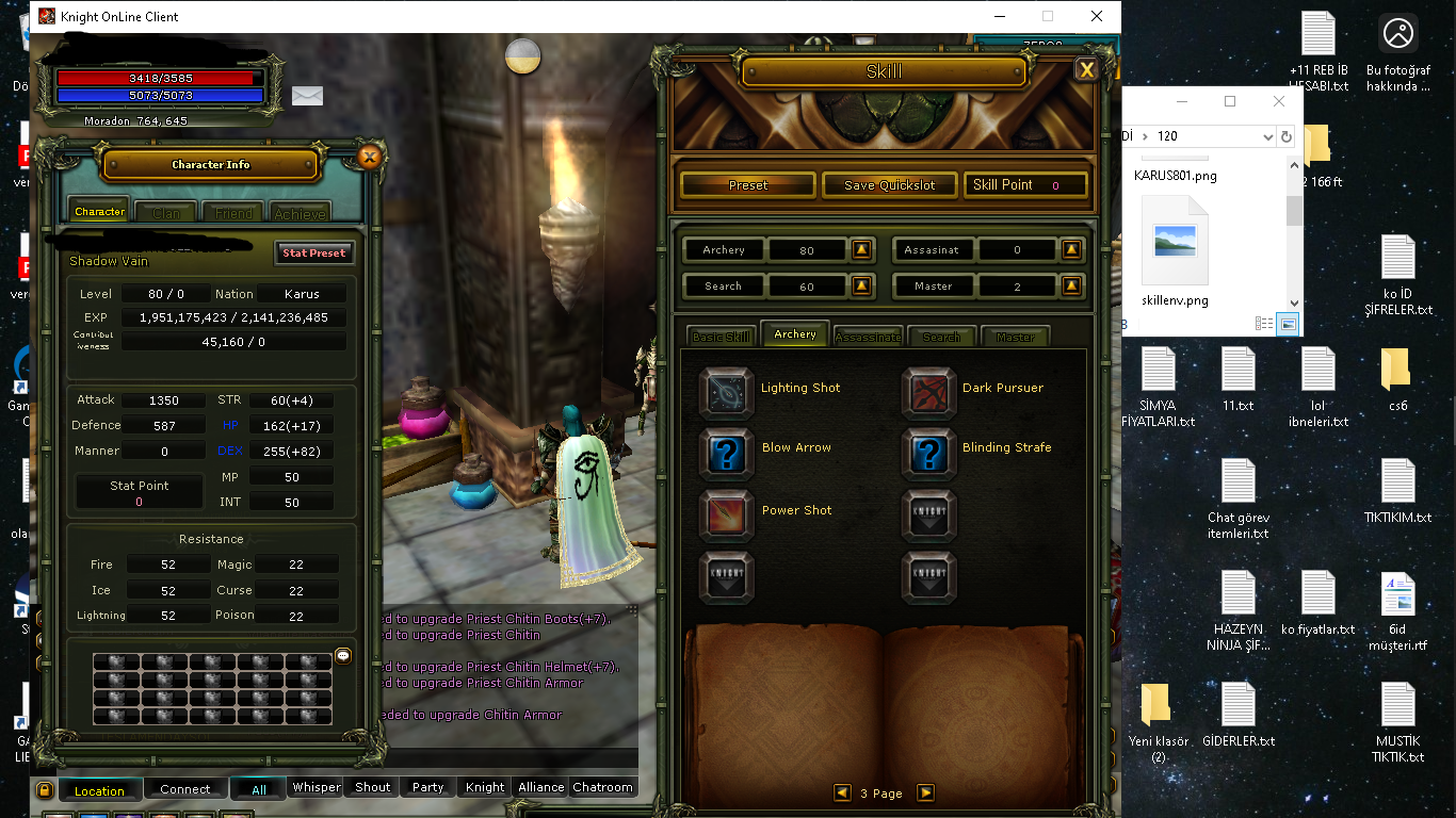 Knight Online Zero TERTEMİZ 80 % 97 ARCHER // 79 DB GÖREVLER FULL