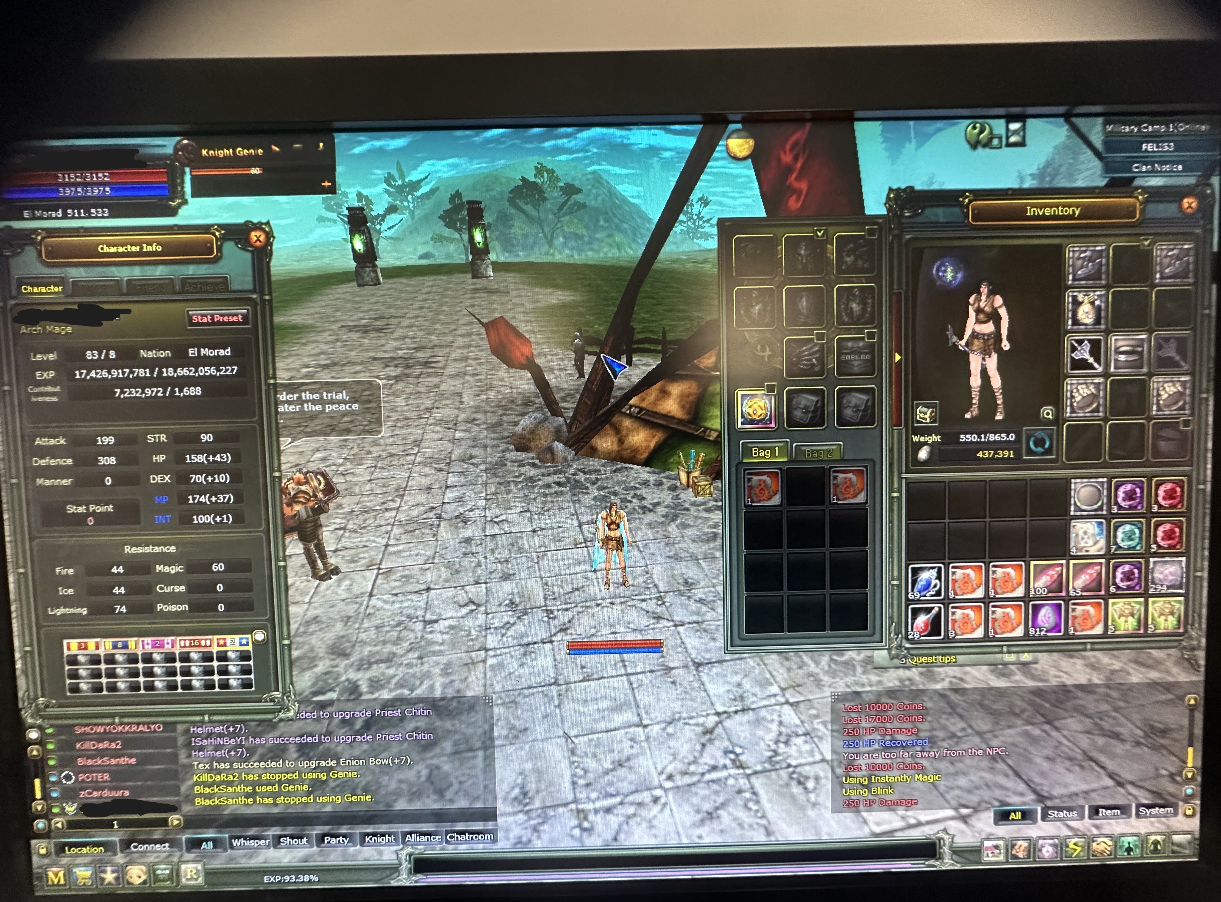 Knight Online Felis 83/8 % 95 7.2m Npli Human mage