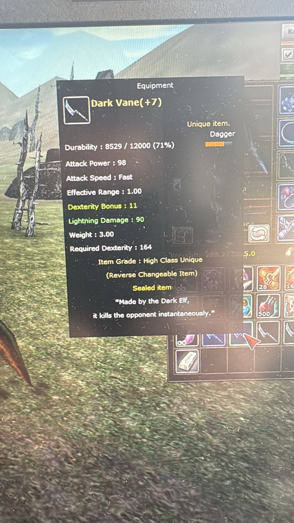 Knight PVP ForgottenKO DARK VANE 7 98 AP 11 DEX! (SERVERIN EN IYI ITE