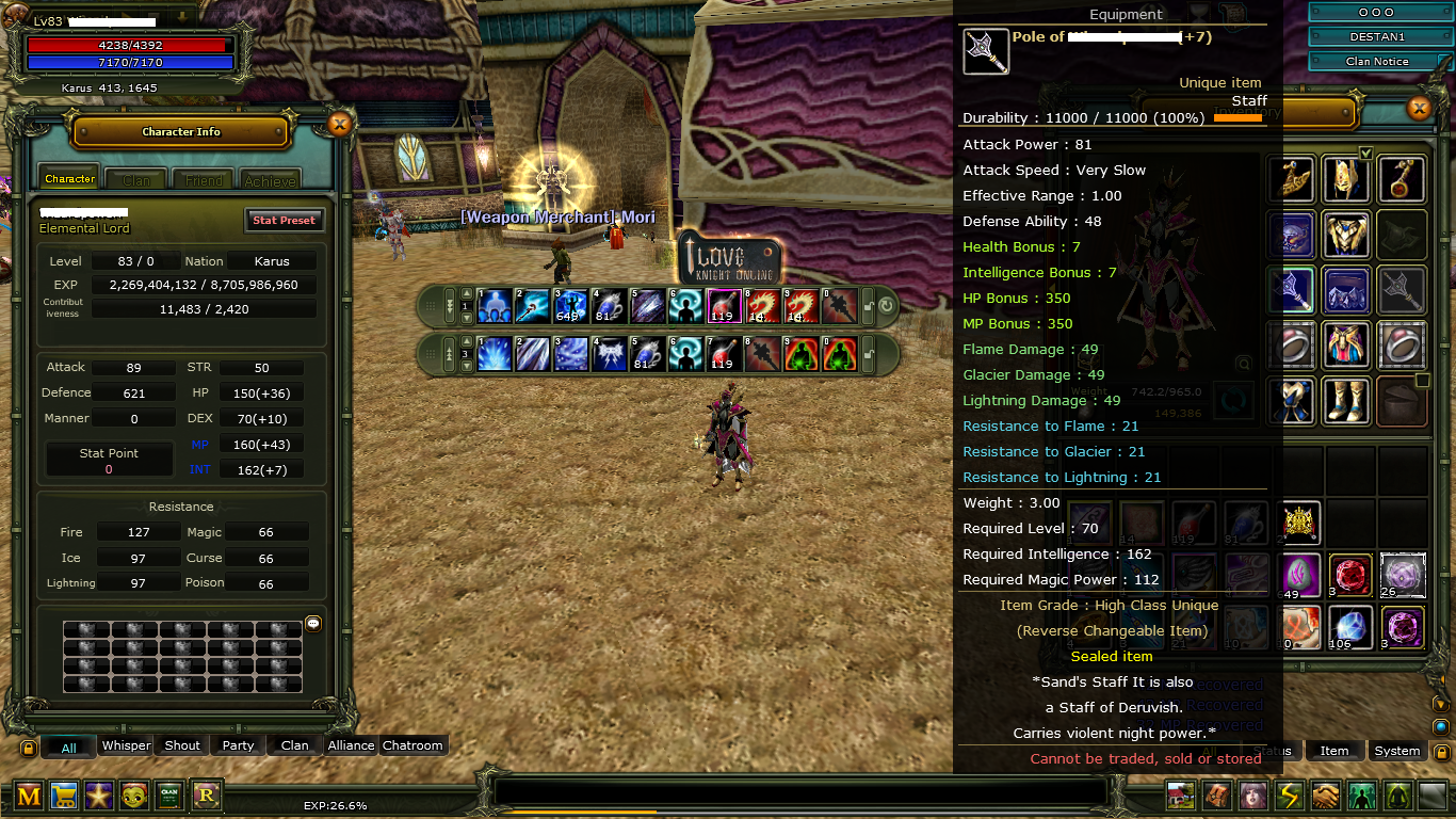 Knight Online Destan 83 LVL KÜP MAGE 7QUEST POLE STAF