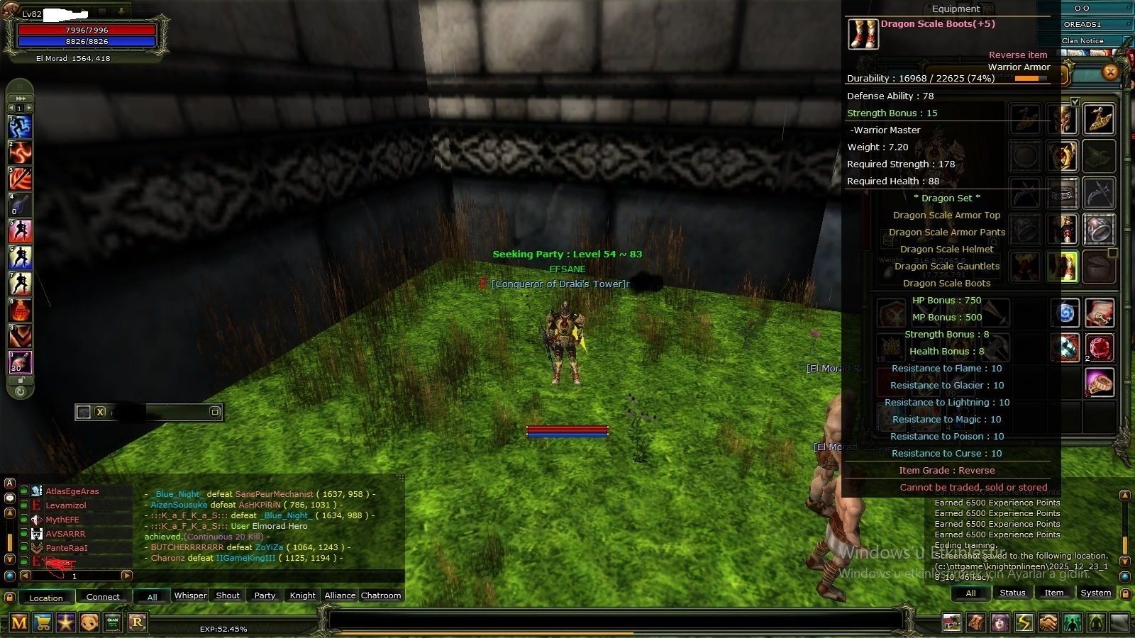 Knight Online Oreads 82 level dragon setli warrior