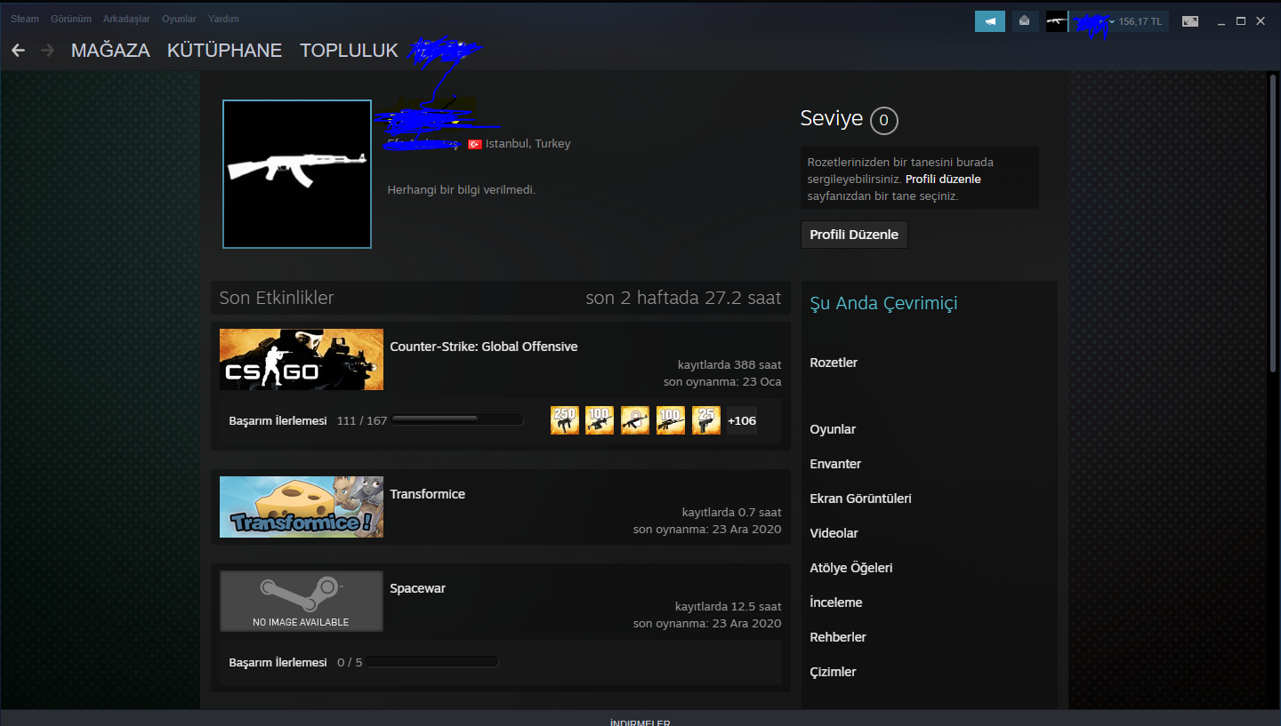 Cs Go Account Hesap 150 TL BAKİYELİ OPERASYON BİLETLİ MGE CSGO HESAP