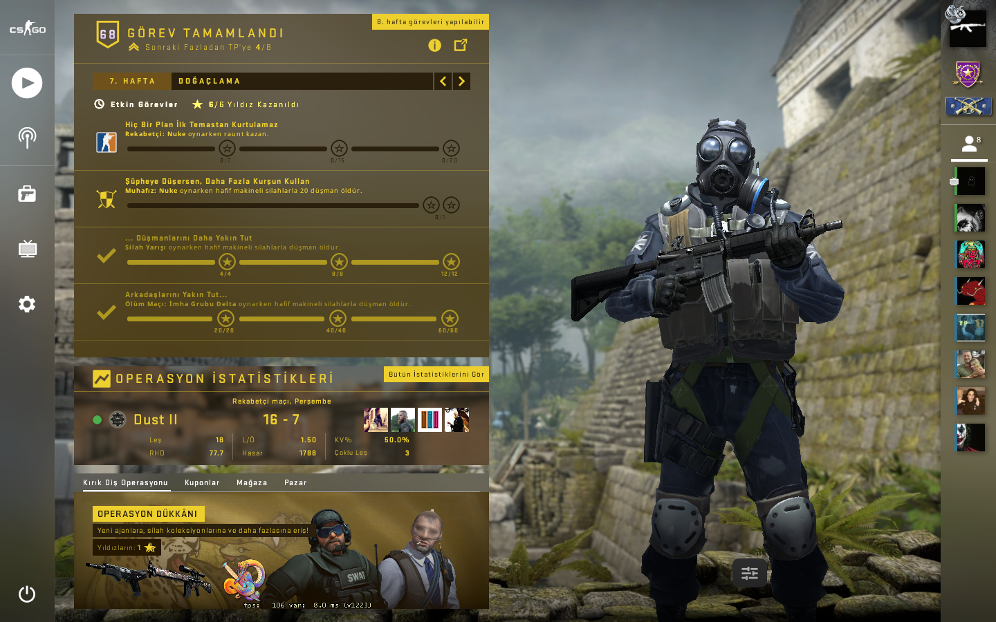 Cs Go Account Hesap 150 TL BAKİYELİ OPERASYON BİLETLİ MGE CSGO HESAP