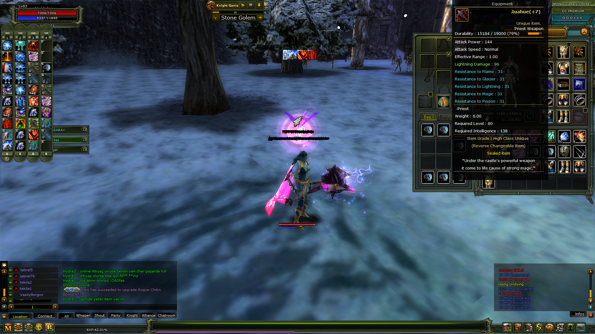 Knight Online Olympia 83/2 İNT BP İTEMLİ PRİEST DC PRE MOR PERİ VS