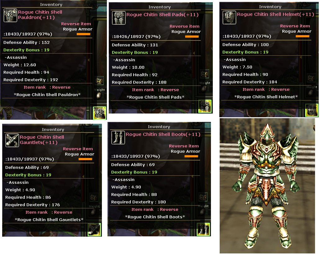 Knight Online Olympia 11 ROGUE SHELL SET