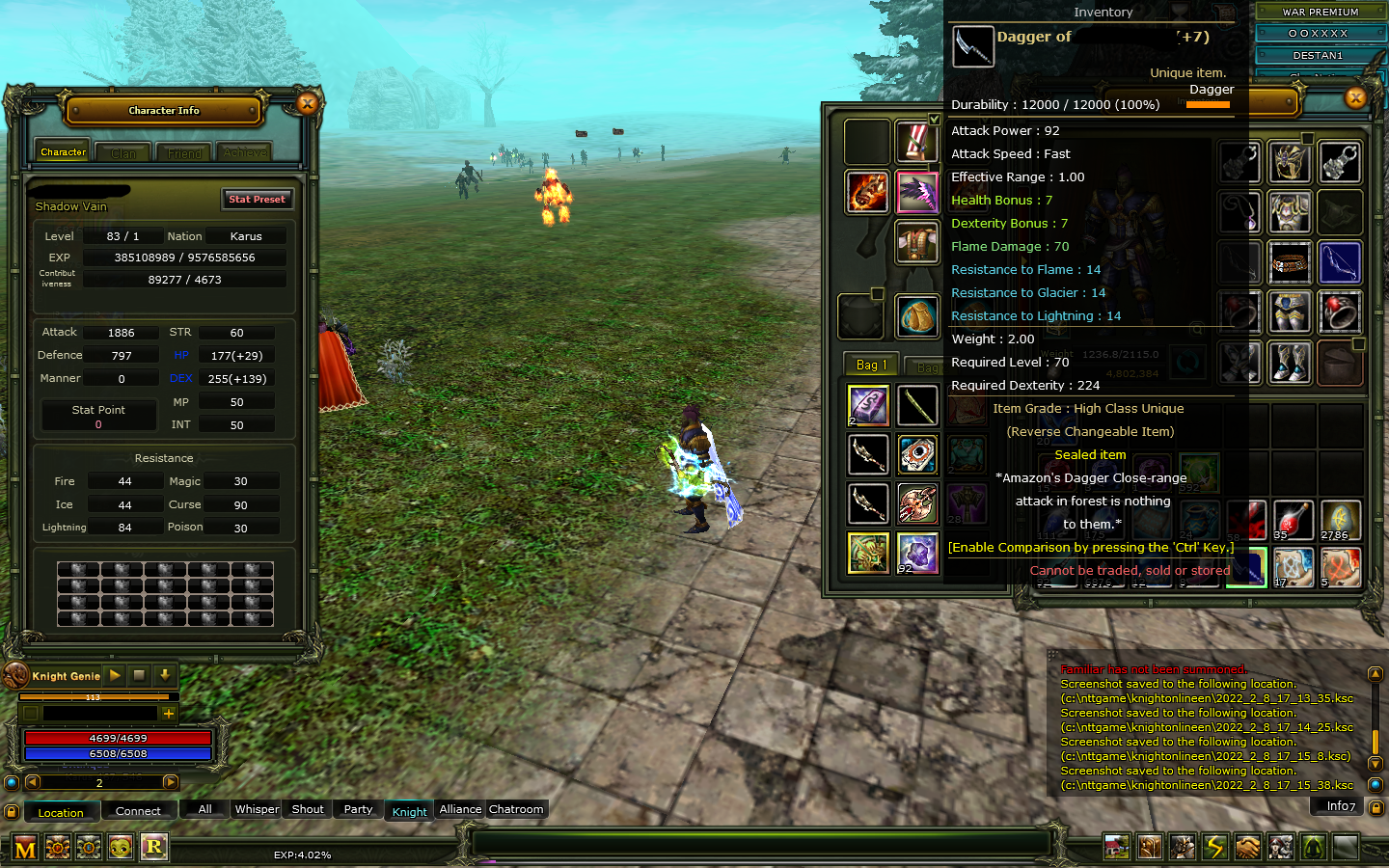 Knight Online Destan 83 REB 1 WAR PRELİ 7 FLAME SHARD 7 QUEST BOW 7 MY