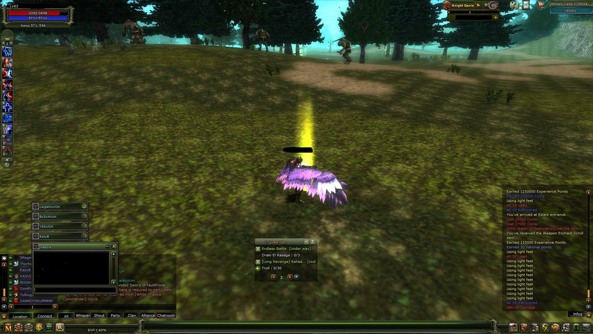 Knight Online Vega Vega 83 Level Görev Set Okçu 40 Def