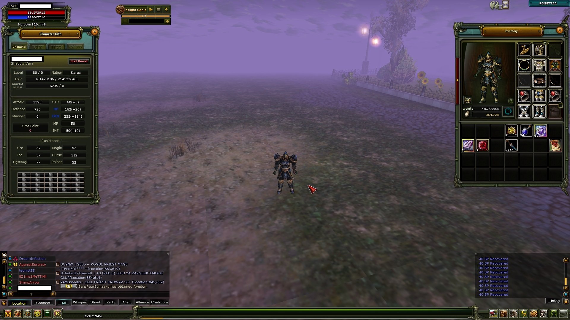 Knight Online Minark 80 LVL MYTHRİL SETLİ ( 1 REB) OKCU FULL SKİLL RET
