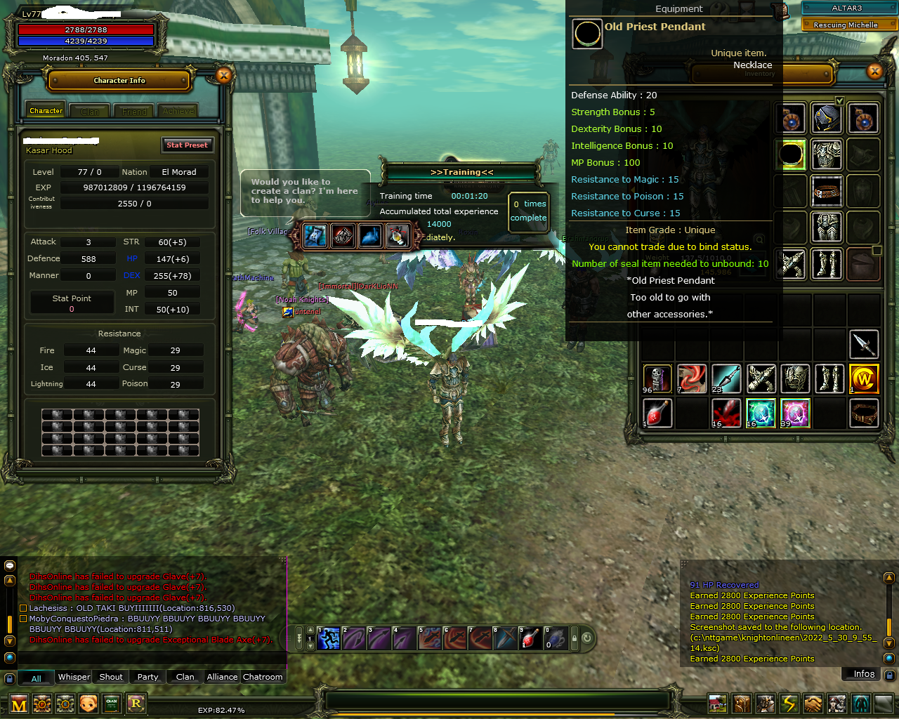 Knight Online Altar Usko 77 lvl % 82 rogue asassian