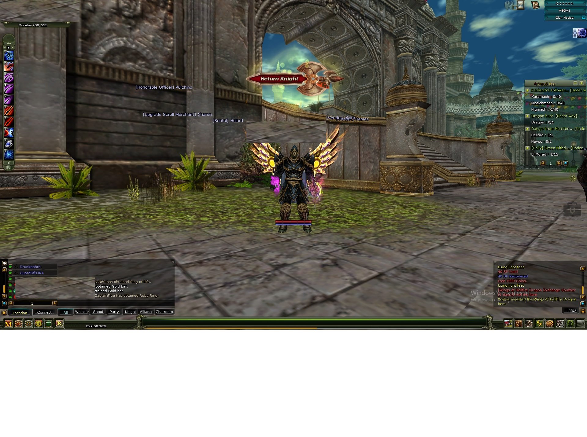 Knight Online Vega 83 lwl 7 mythril gogusluk ve pad 7 iron bow 275