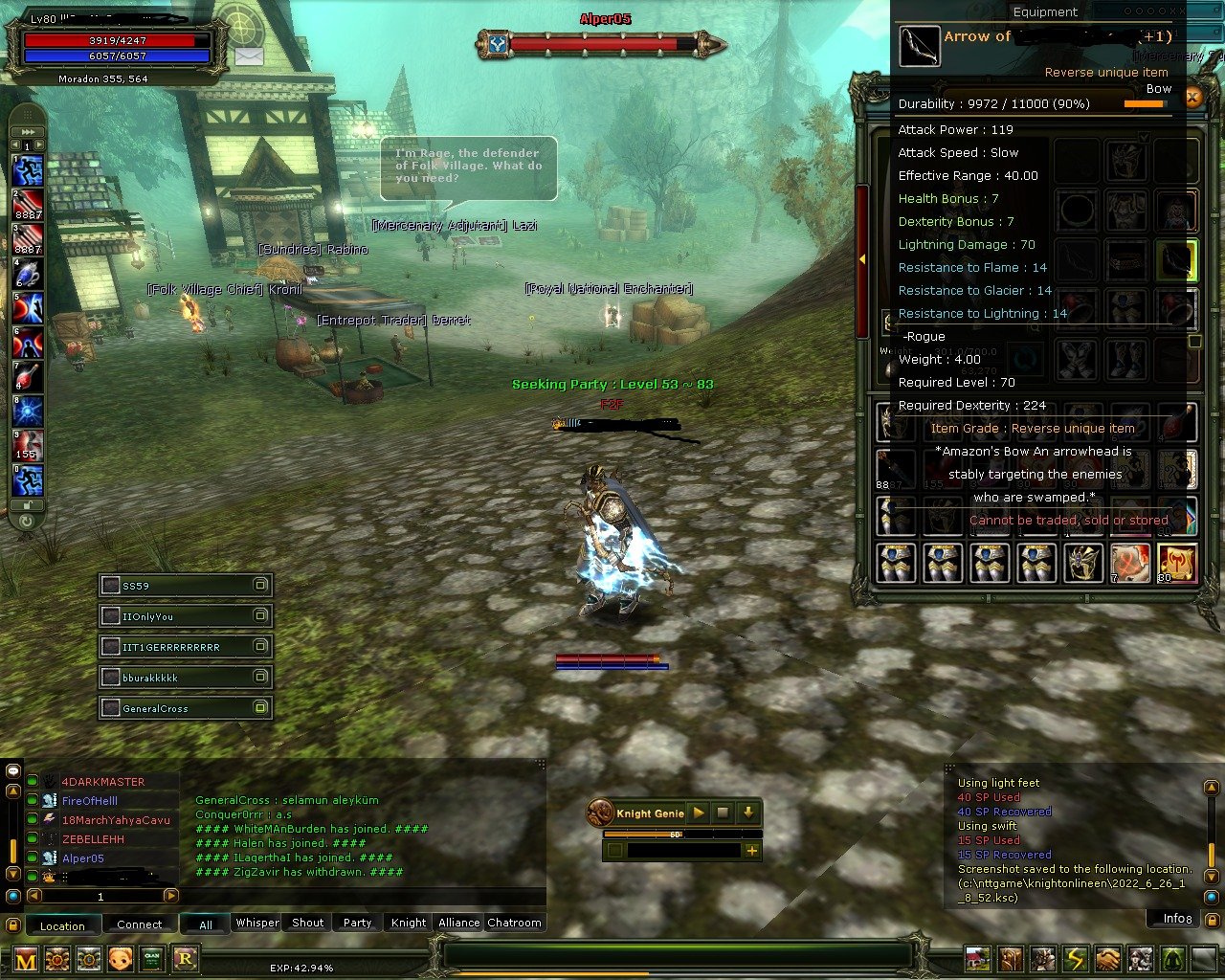 Knight Online Destan 7 QUEST BOW 7 MİTHRİL SET YAN CHAR DRAGON SETLİ Q