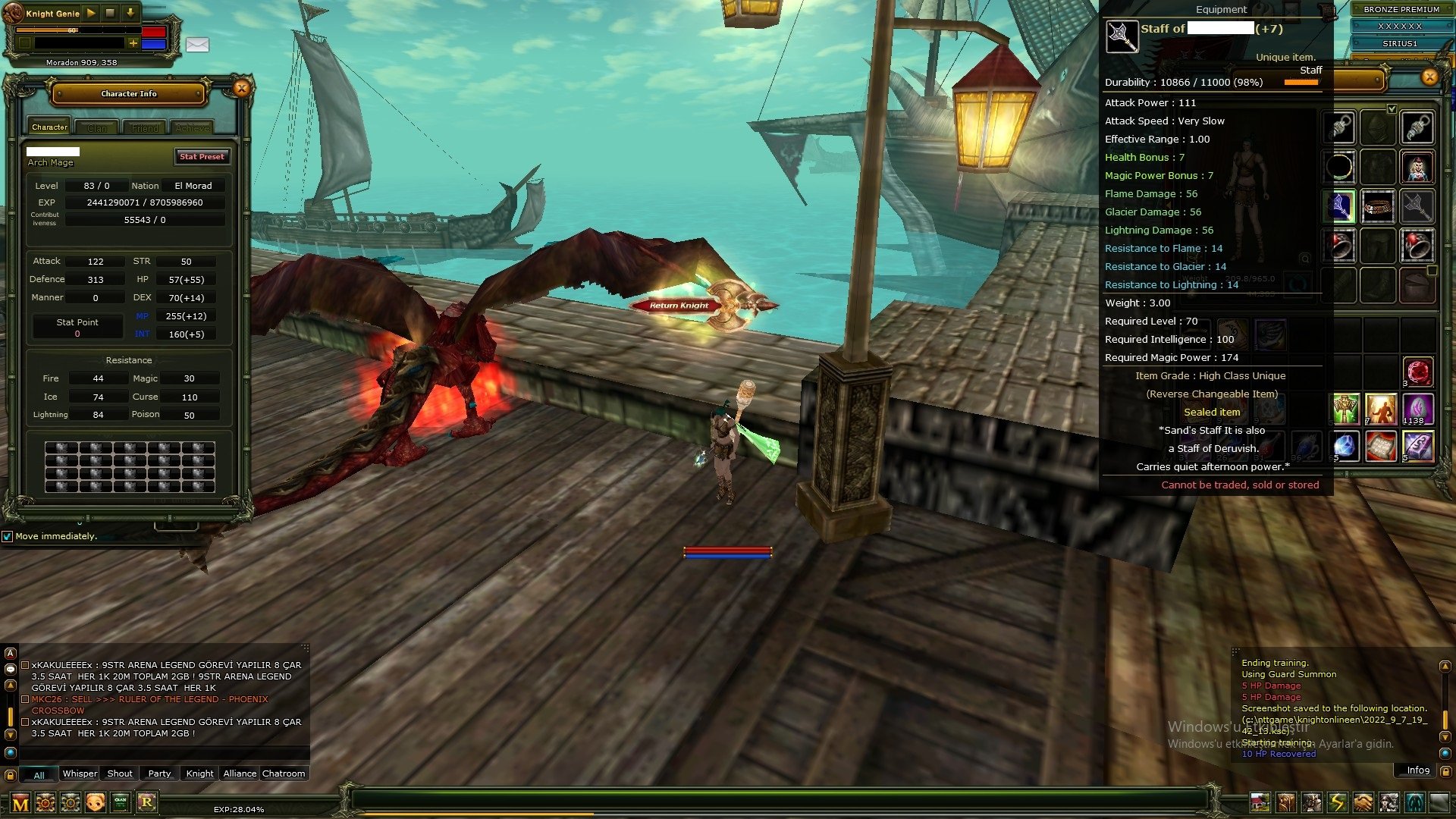 Knight Online Sirius 83LV 7 Quest staff Human mage
