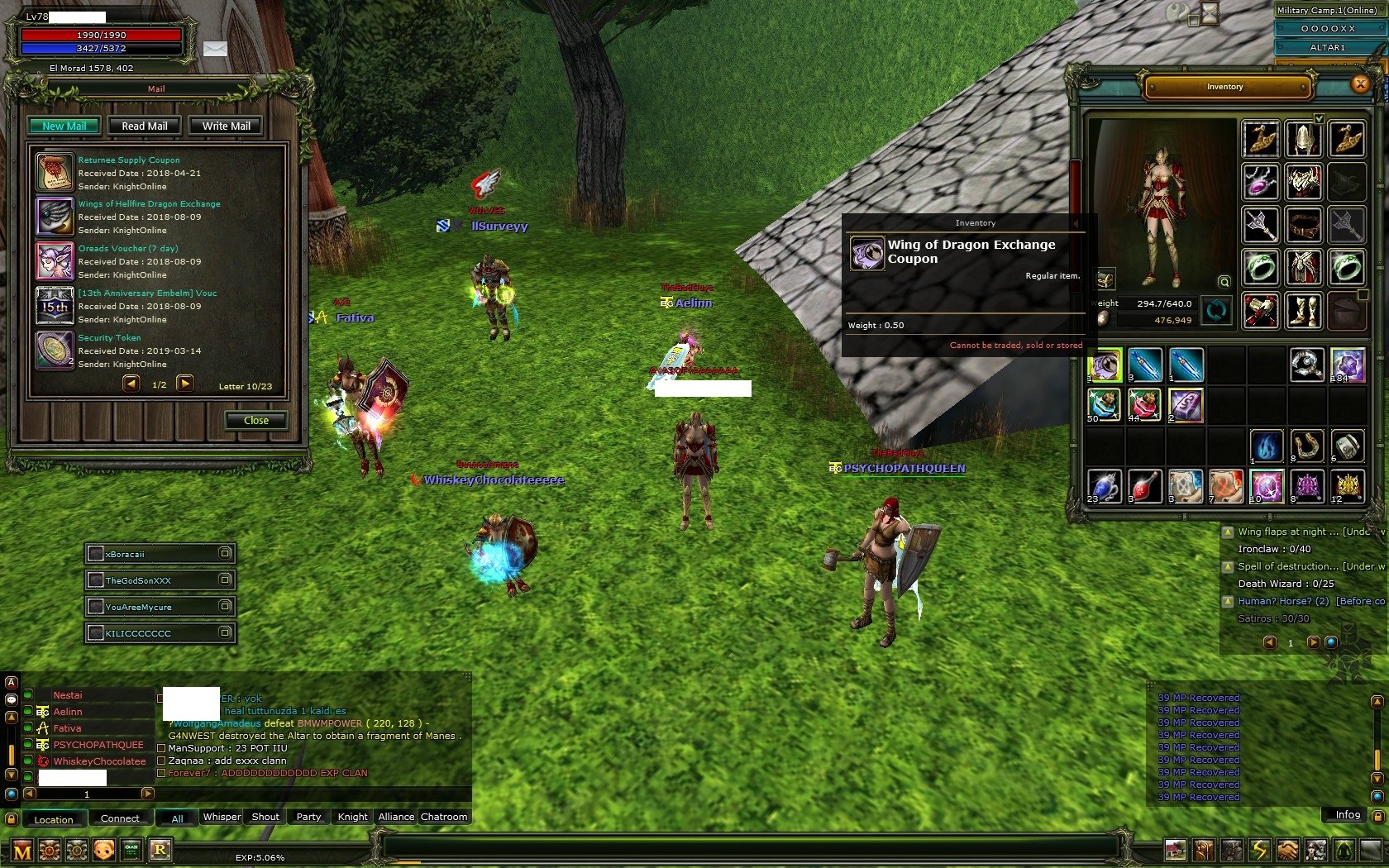 Knight Online Altar 78 ful görev human mage 5x retrurnee