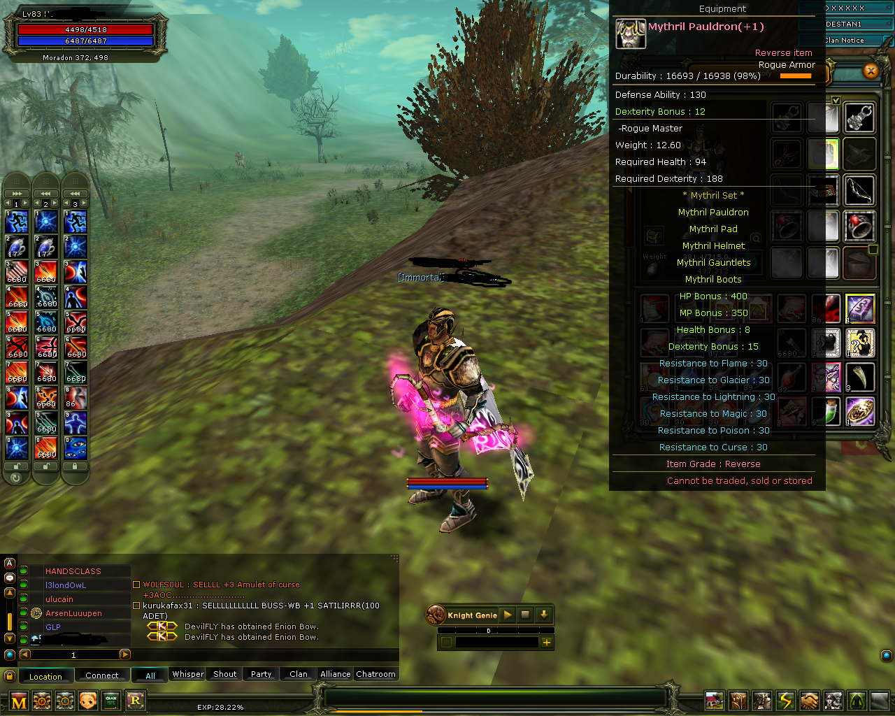 Knight Online Destan 7 MİTHRİL SET 7 İBLİ FULL OLD TAKI HUMAN ROGUE F