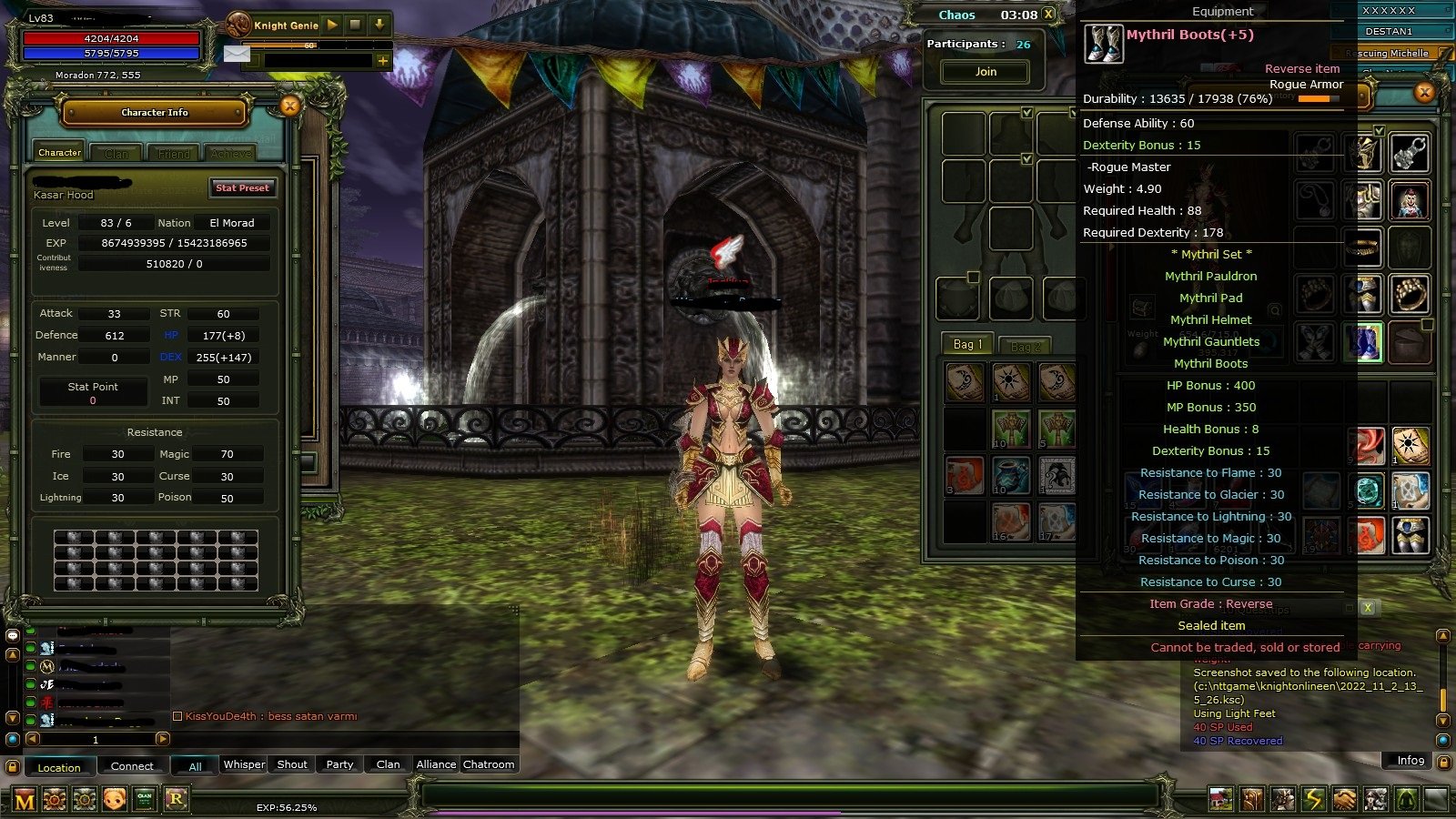 Knight Online Destan 86/6 % 54 ROGUE 510K NP 8 MYTHRİL BOT 7 MYTHRİ