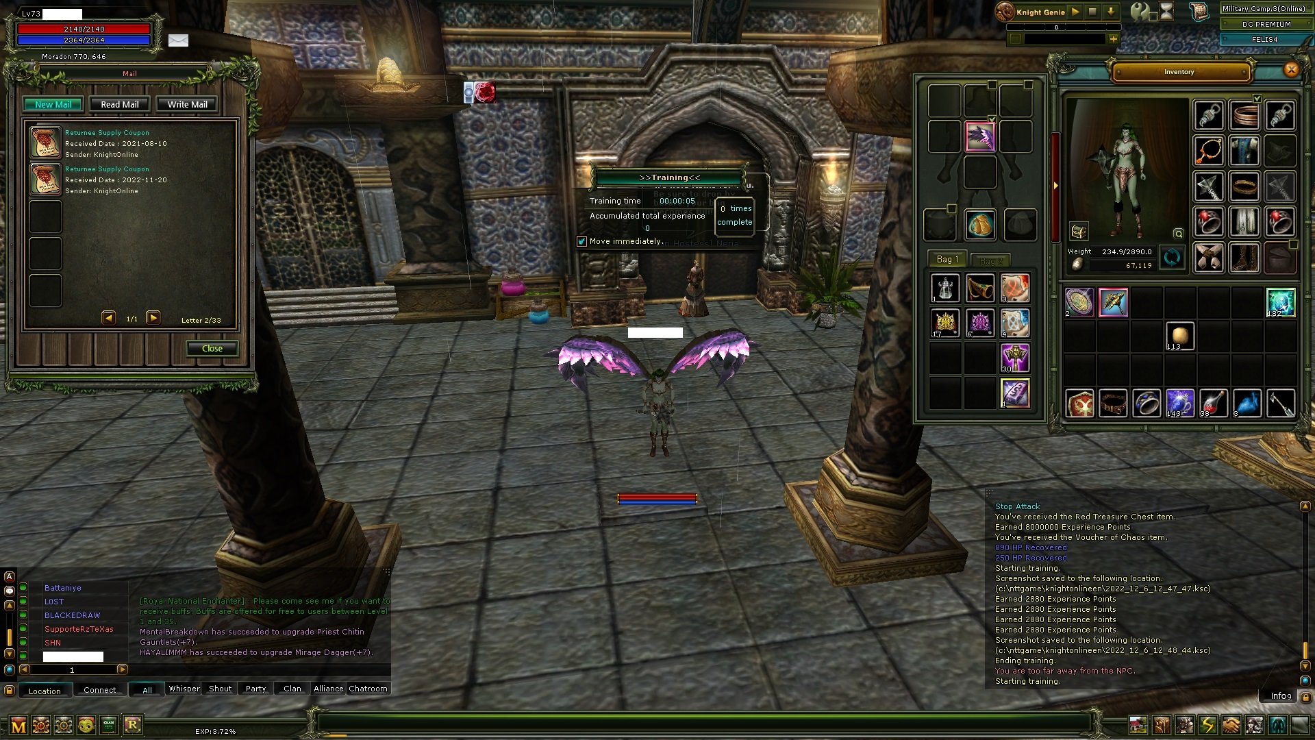 Knight Online Felis Felis 73 Priest Mp Rec 4 Large Farm Karakter